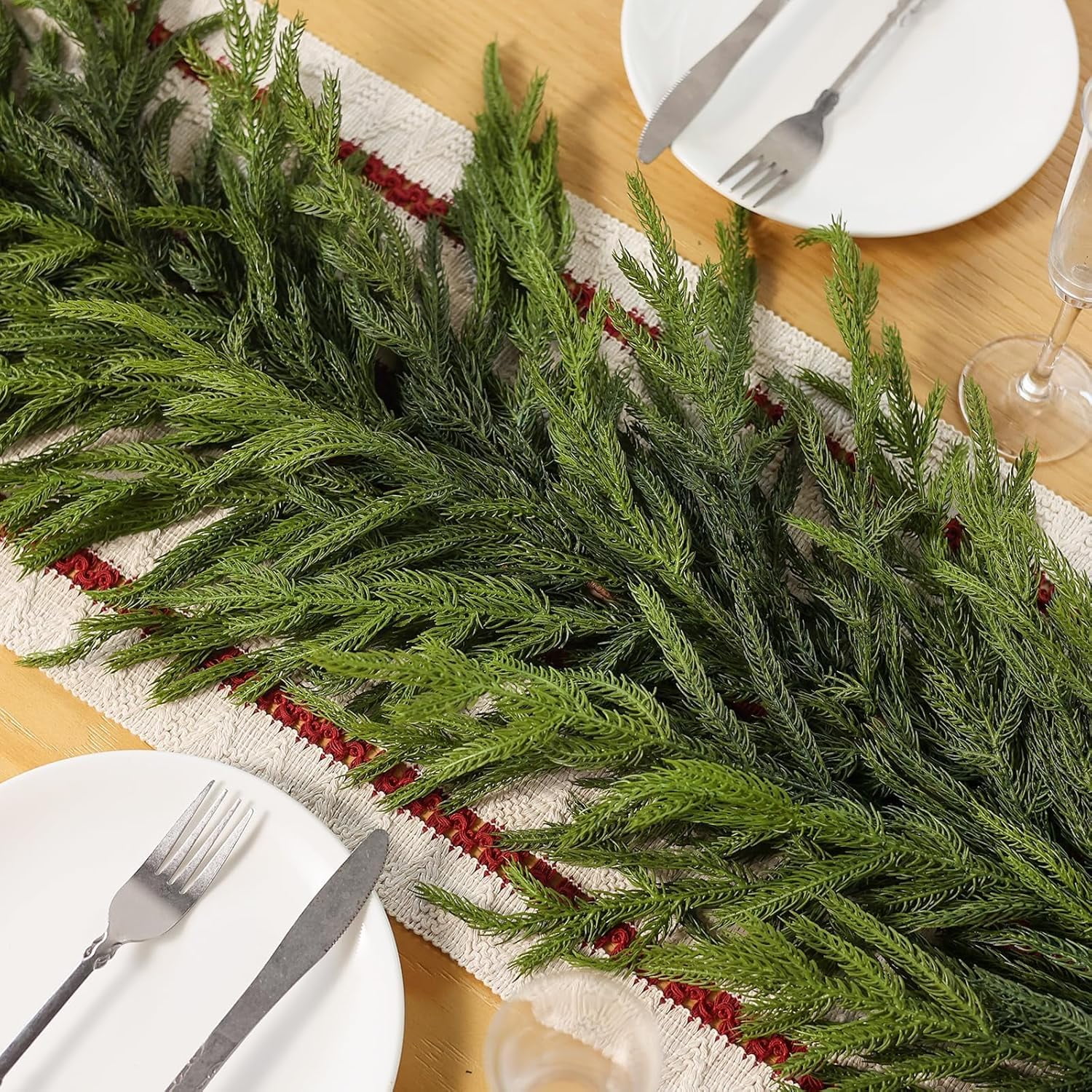 2 Pcs 3 Ft Artificial Norfolk Pine Garlands, Real Touch Winter Pine ...