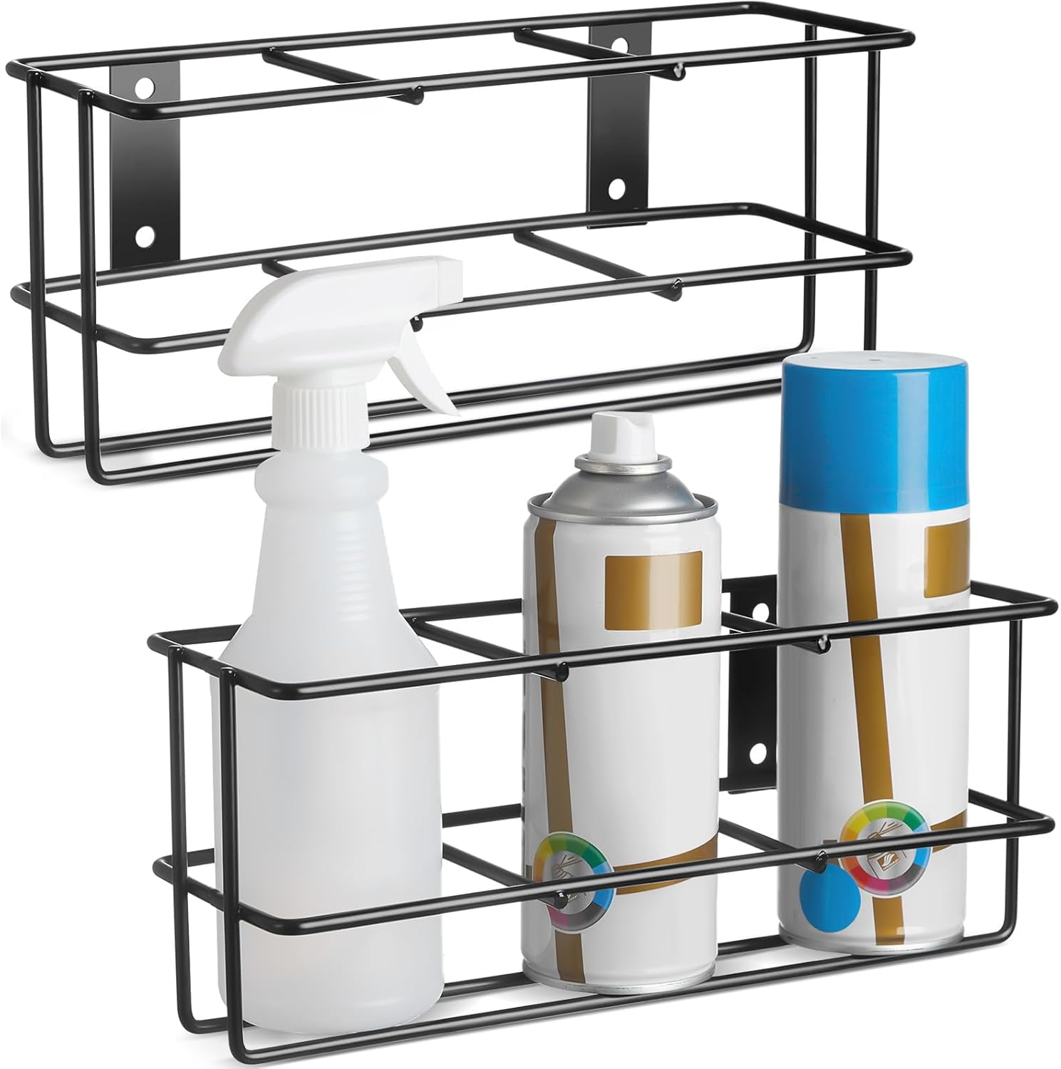 2 Pcs 3 Holes Spray Bottle Storage Rack Holder Wall Mount Organizer ...