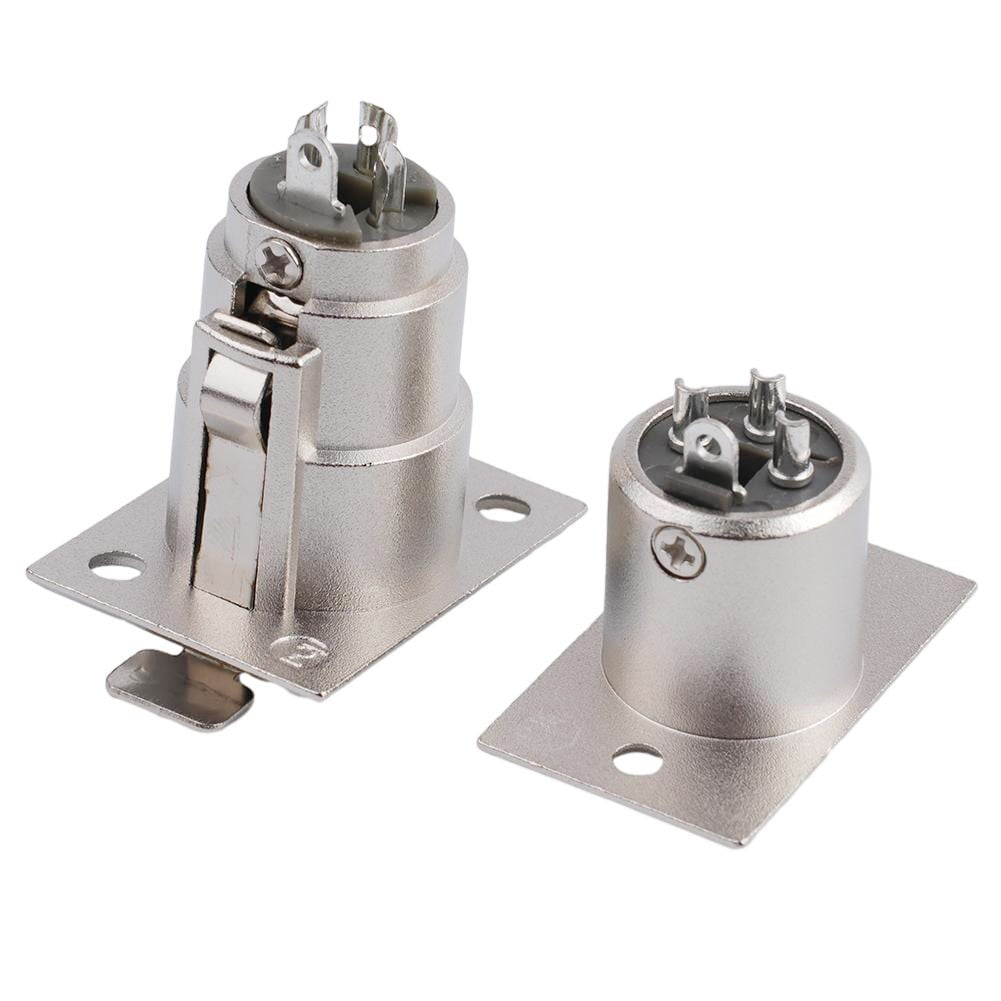 2 Pcs 3 Pin XLR Male Female Socket Panel Mount Chassis Mic Jack Audio ...