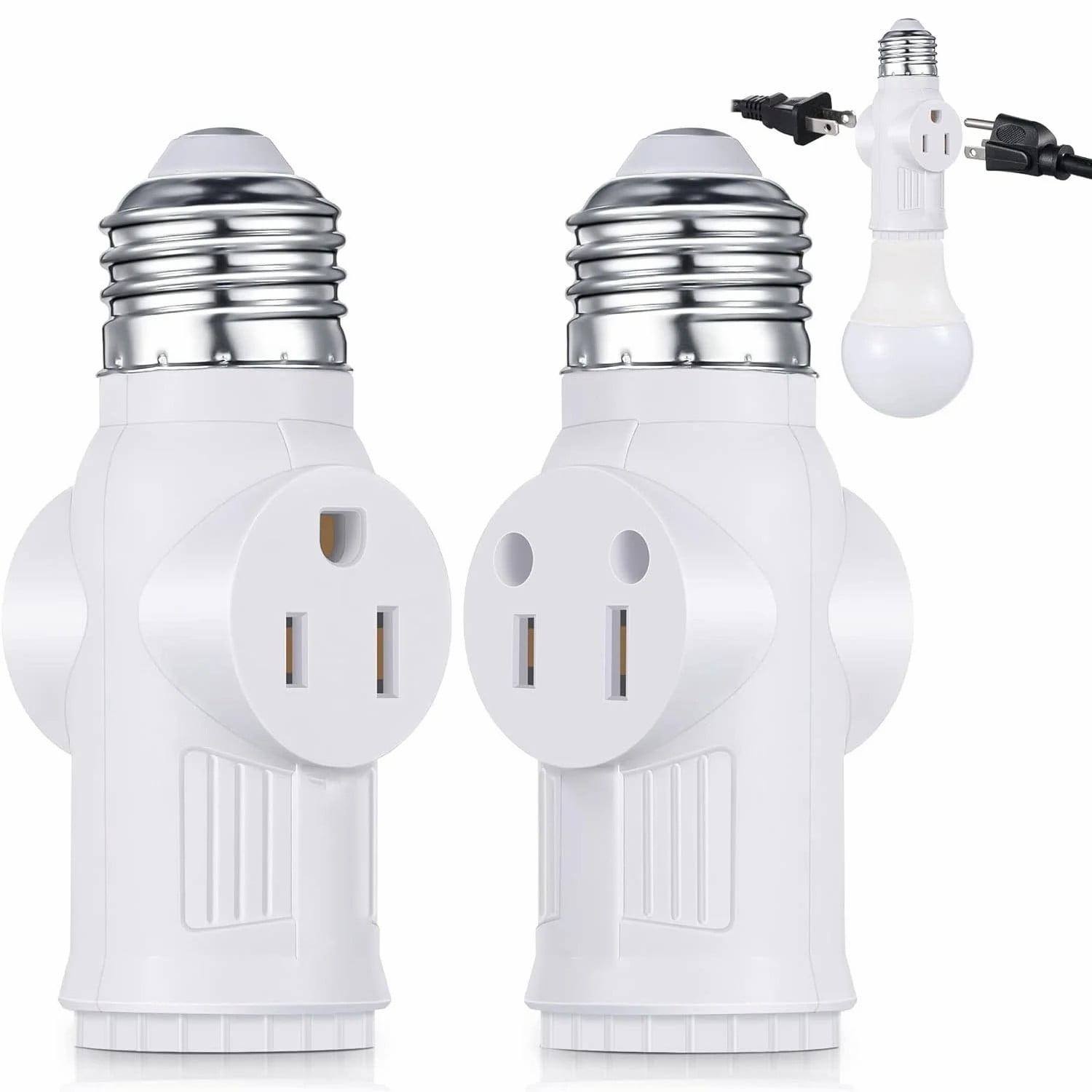 2 Pcs 3 Prong Light Socket Adapter, Polarized Light Socket to Plug ...