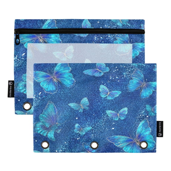 2 Pcs 3 Ring Binder Pouch Water Resistant Clear PVC Pencil Pouch for ...