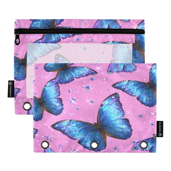 2 Pcs 3 Ring Binder Pouch Water Resistant Clear PVC Pencil Pouch for ...