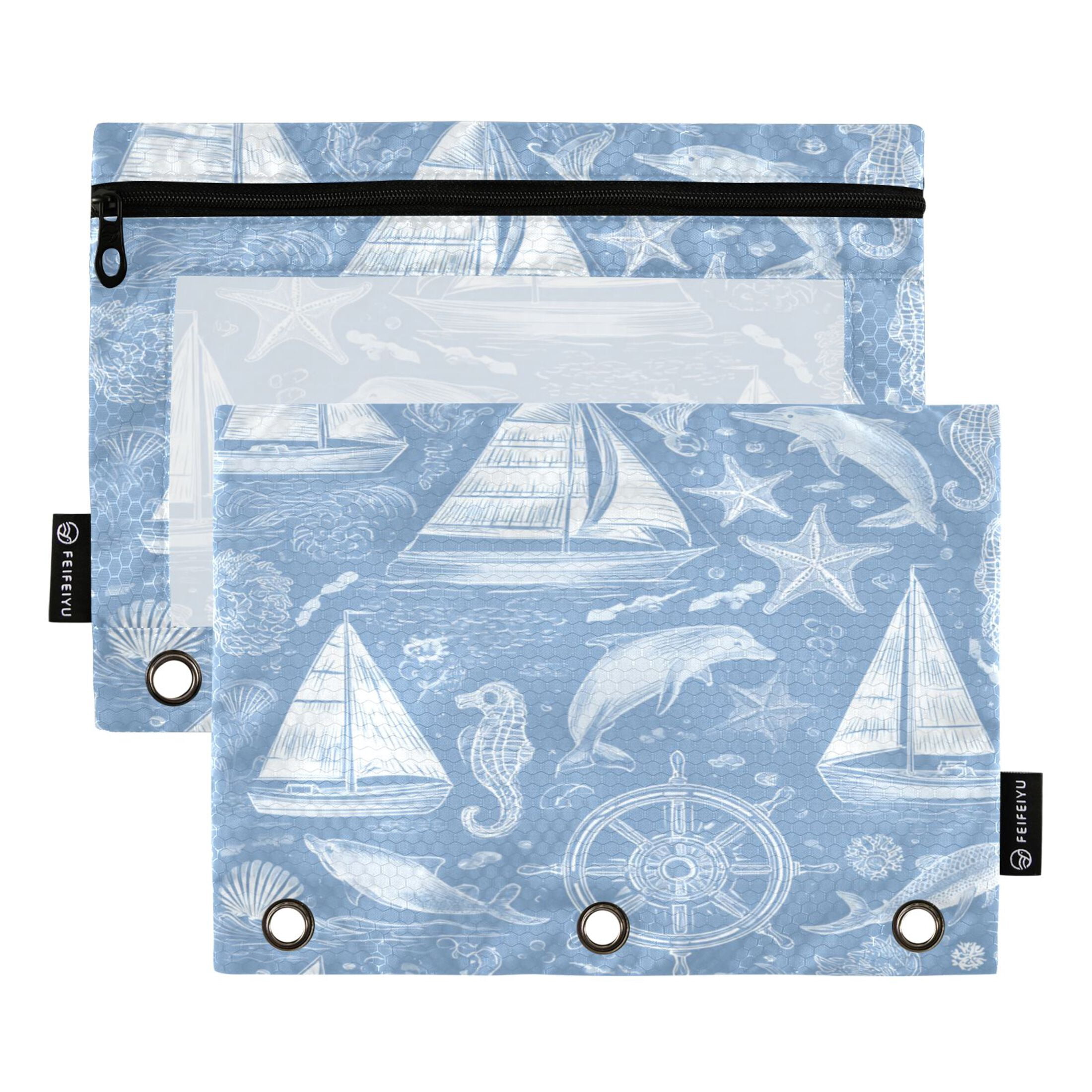 2 Pcs 3 Ring Binder Pouch Water Resistant Clear PVC Pencil Pouch for ...