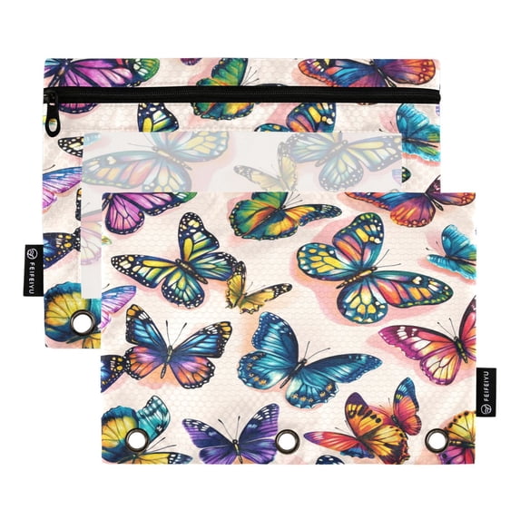 2 Pcs 3 Ring Binder Pouch Water Resistant Clear PVC Pencil Pouch for ...