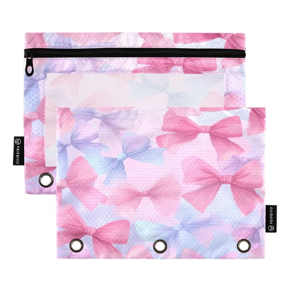 2 Pcs 3 Ring Binder Pouch Water Resistant Clear PVC Pencil Pouch for ...