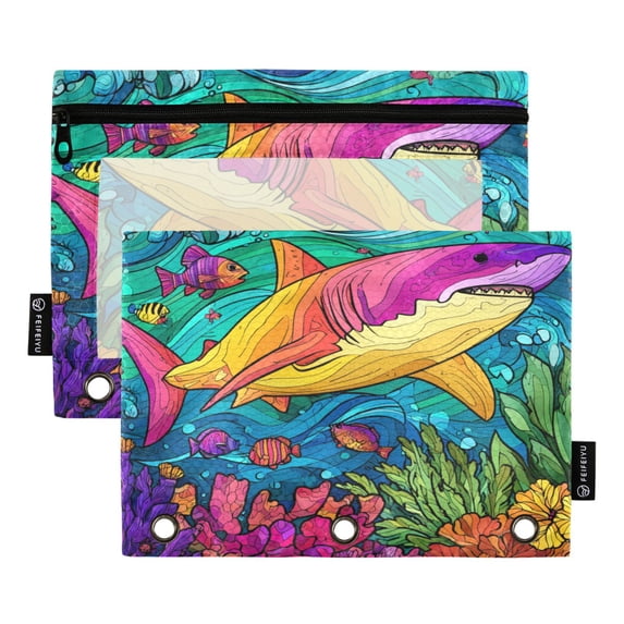 2 Pcs 3 Ring Binder Pouch Water Resistant Clear PVC Pencil Pouch for ...