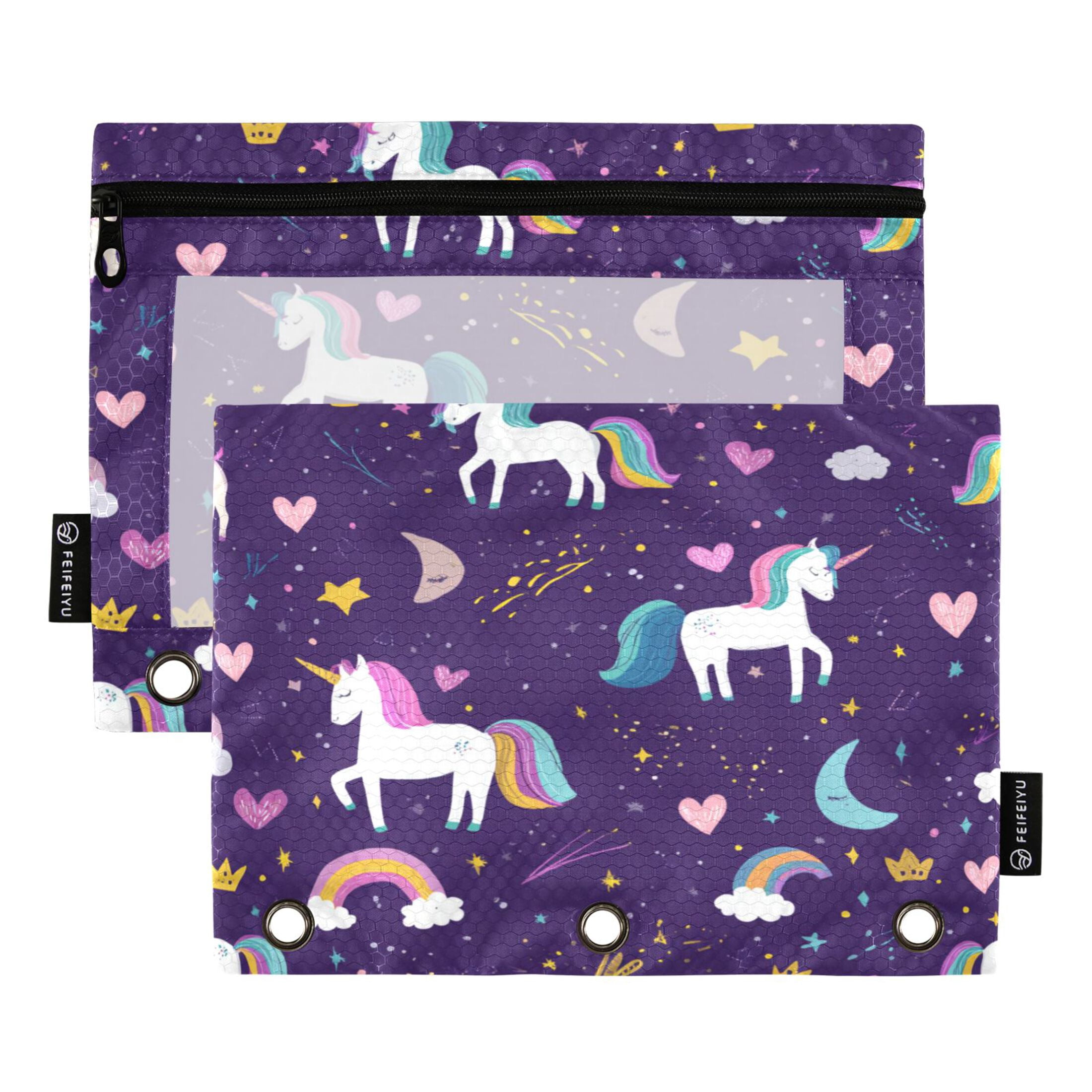 2 Pcs 3 Ring Binder Pouch Water Resistant Clear PVC Pencil Pouch for ...