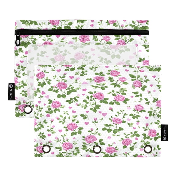 2 Pcs 3 Ring Binder Pouch Water Resistant Clear PVC Pencil Pouch for ...