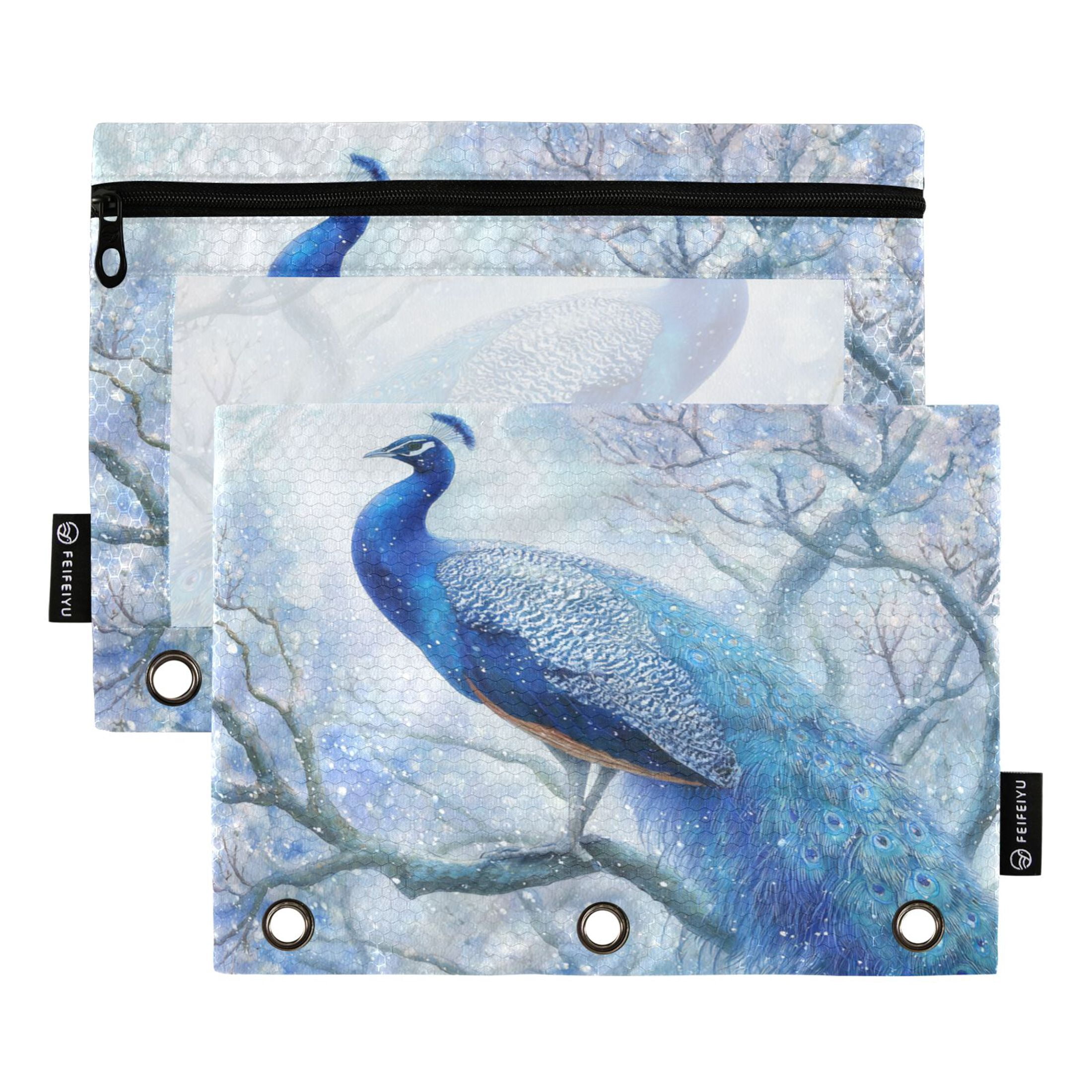 2 Pcs 3 Ring Binder Pouch Water Resistant Clear PVC Pencil Pouch for ...