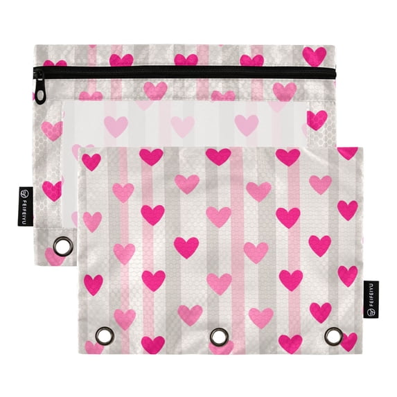 2 Pcs 3 Ring Binder Pouch Water Resistant Clear PVC Pencil Pouch for ...