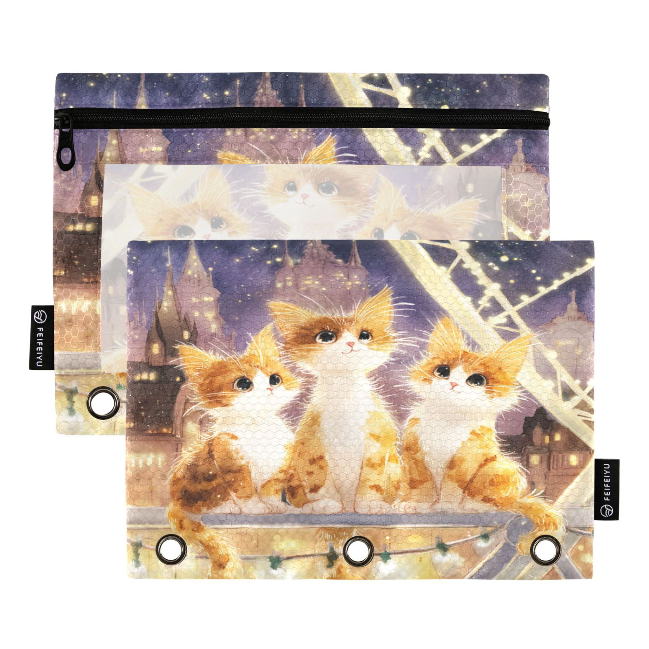 2 Pcs 3 Ring Binder Pouch Water Resistant Clear PVC Pencil Pouch for ...