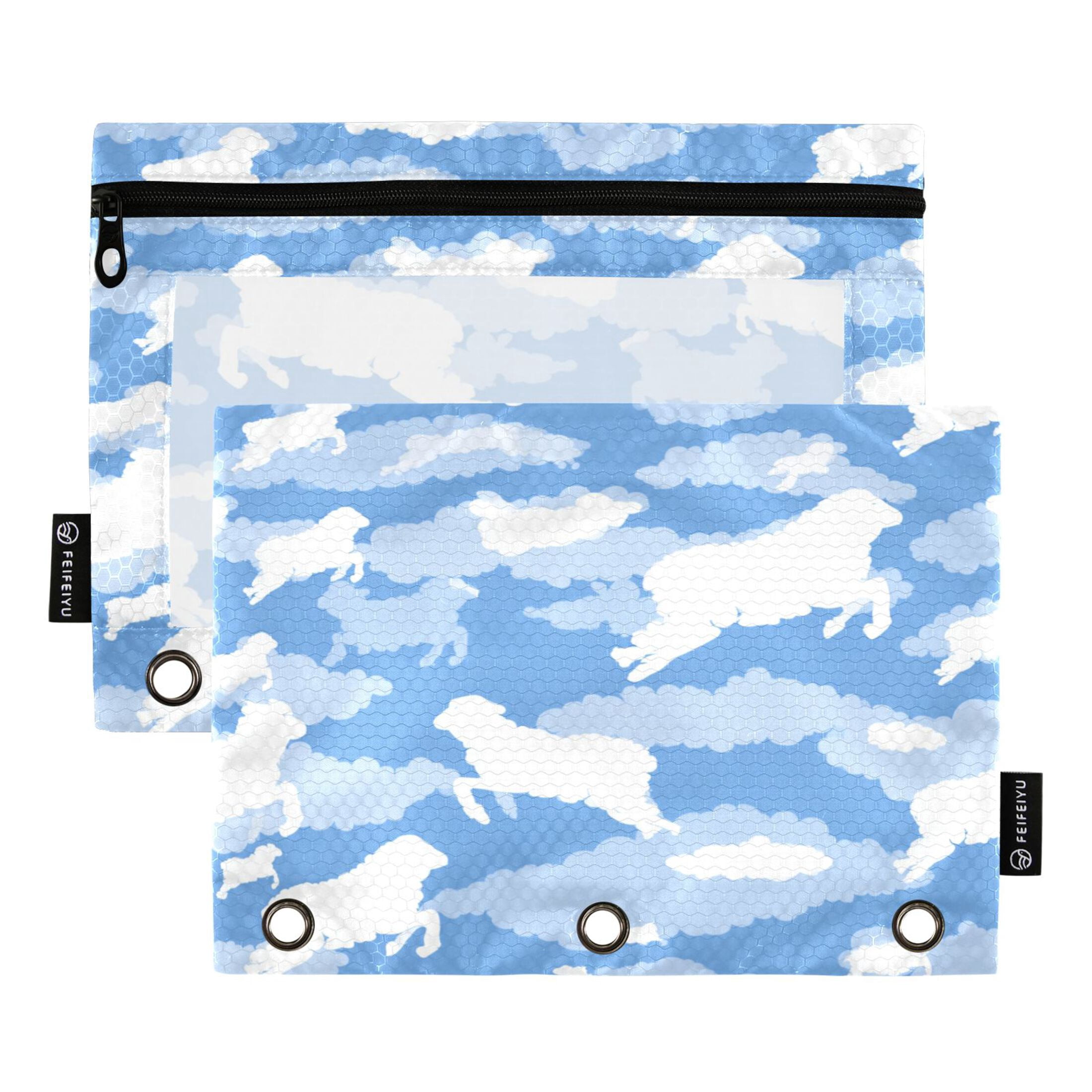 2 Pcs 3 Ring Binder Pouch Water Resistant Clear PVC Pencil Pouch for ...