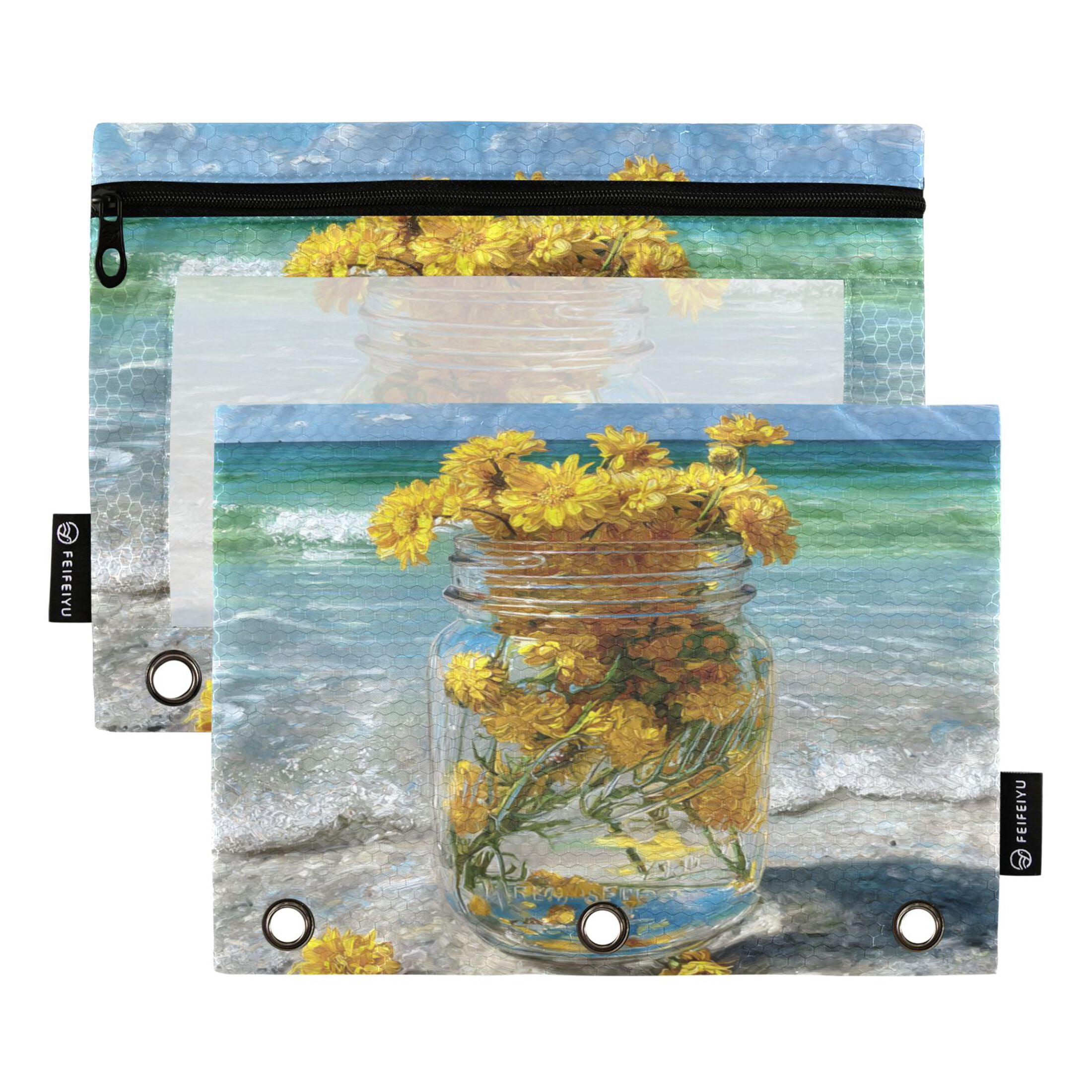 2 Pcs 3 Ring Binder Pouch Water Resistant Clear PVC Pencil Pouch for ...