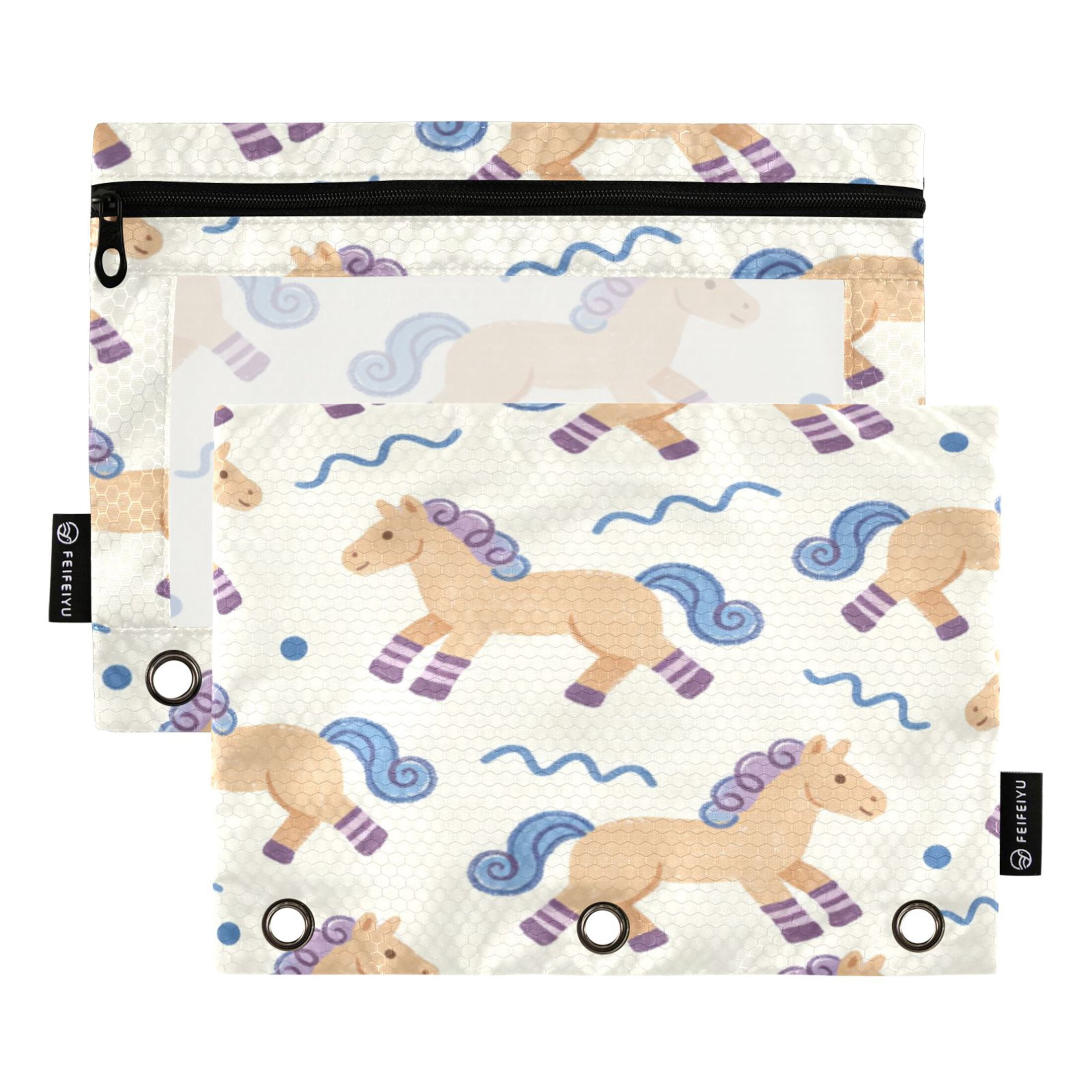 2 Pcs 3 Ring Binder Pouches, Foldable File Folders with Clear PVC ...