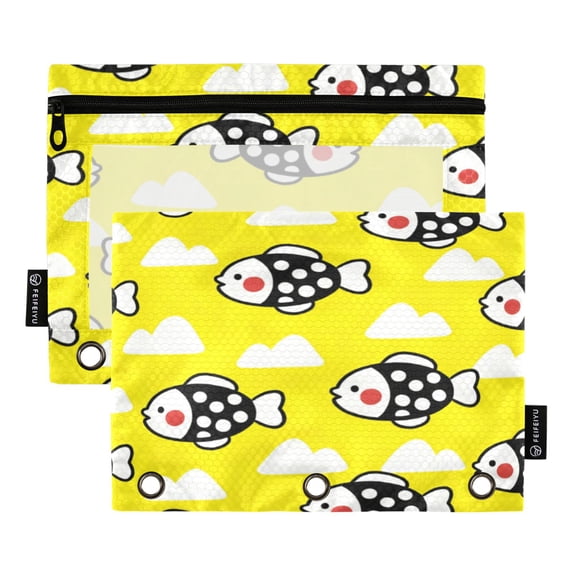 2 Pcs 3 Ring Binder Pouches, Foldable File Folders with Clear PVC ...