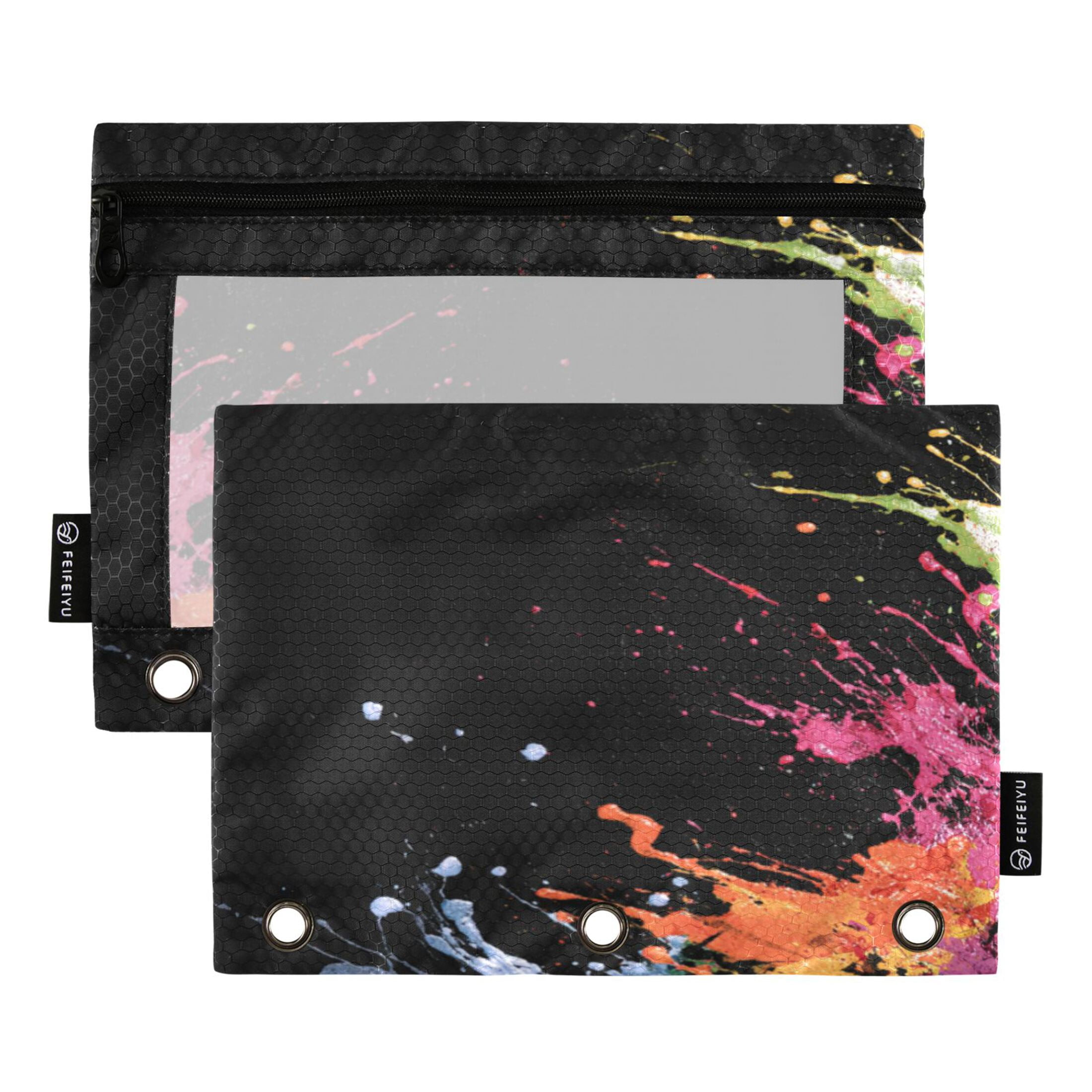 2 Pcs 3 Ring Binder Pouches, Foldable File Folders with Clear PVC ...