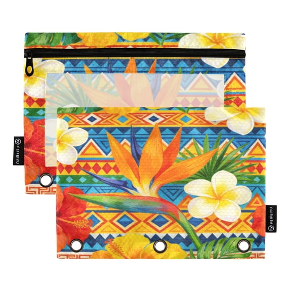 2 Pcs 3 Ring Binder Pouches, Foldable File Folders with Clear PVC ...