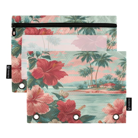 2 Pcs 3 Ring Binder Pouches, Foldable File Folders with Clear PVC ...