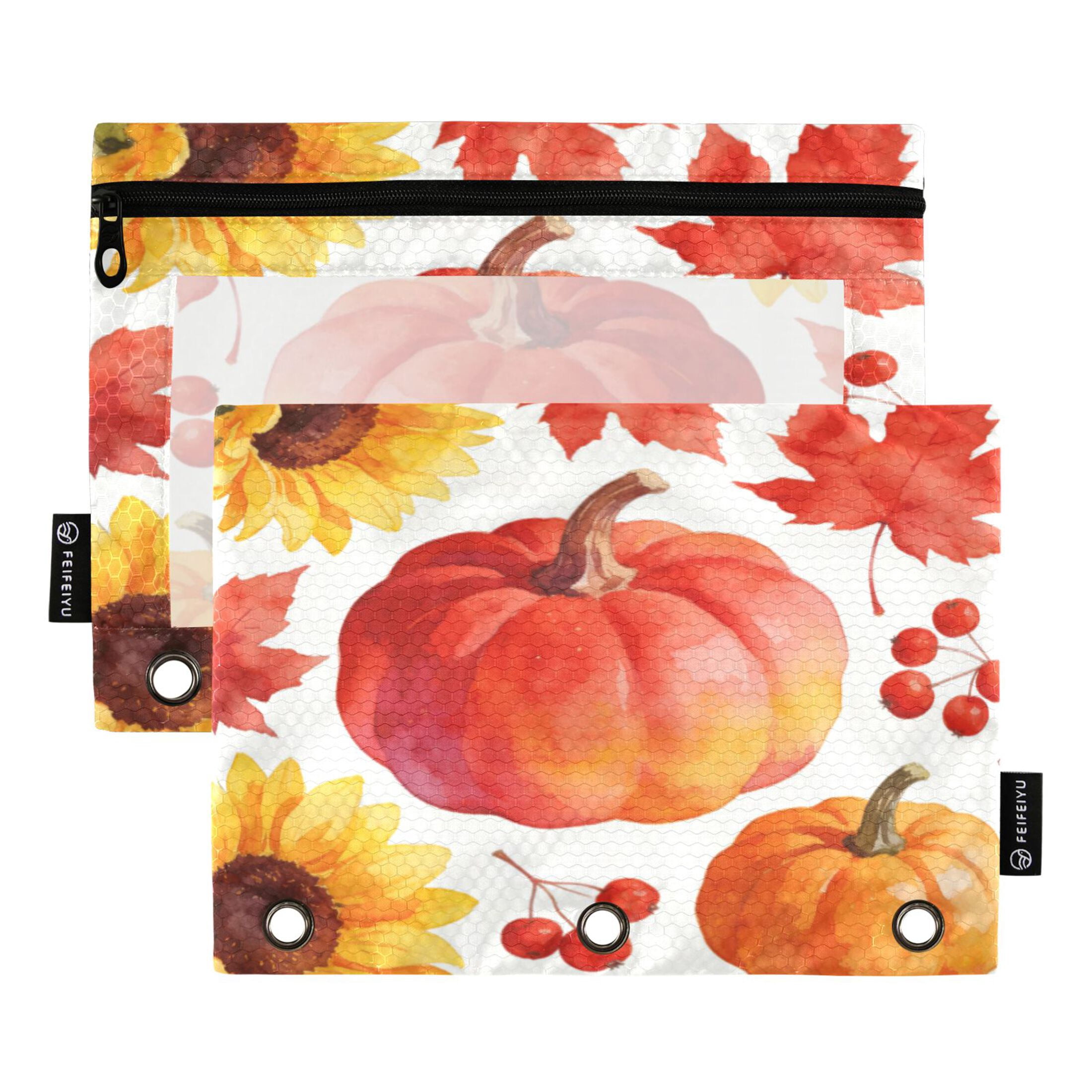 2 Pcs 3 Ring Binder Pouches, Foldable File Folders with Clear PVC ...