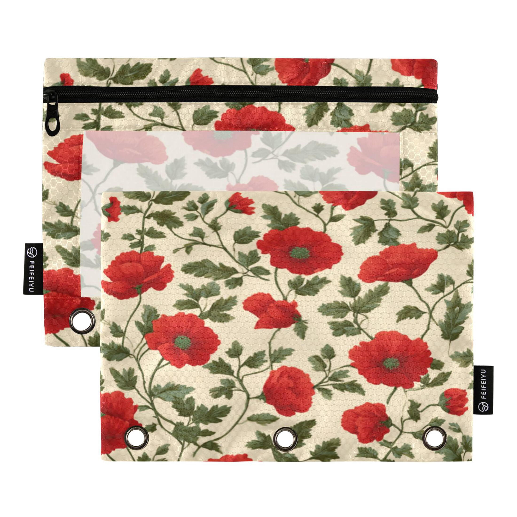2 Pcs 3 Ring Binder Pouches, Foldable File Folders with Clear PVC ...