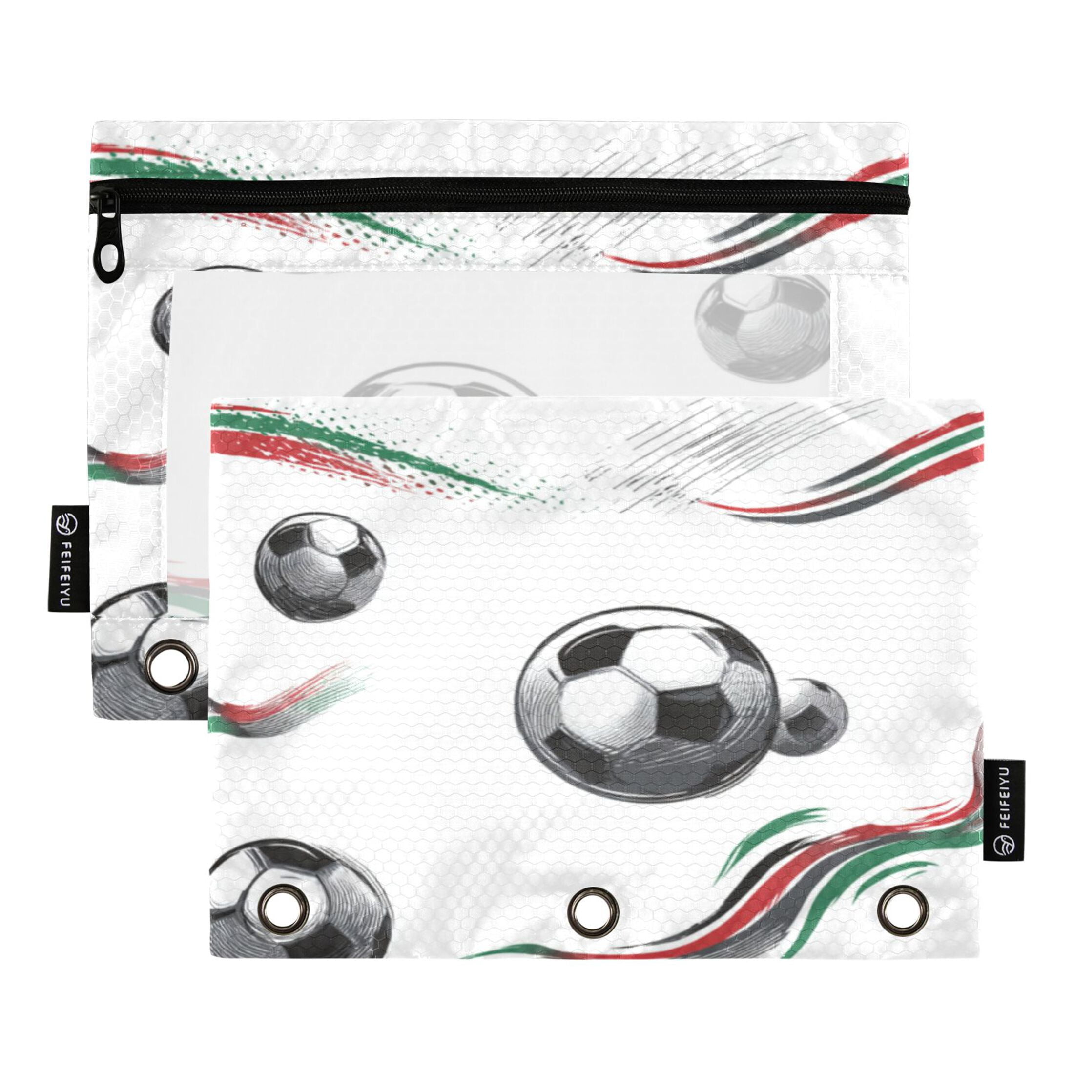 2 Pcs 3 Ring Binder Pouches, Foldable File Folders with Clear PVC ...