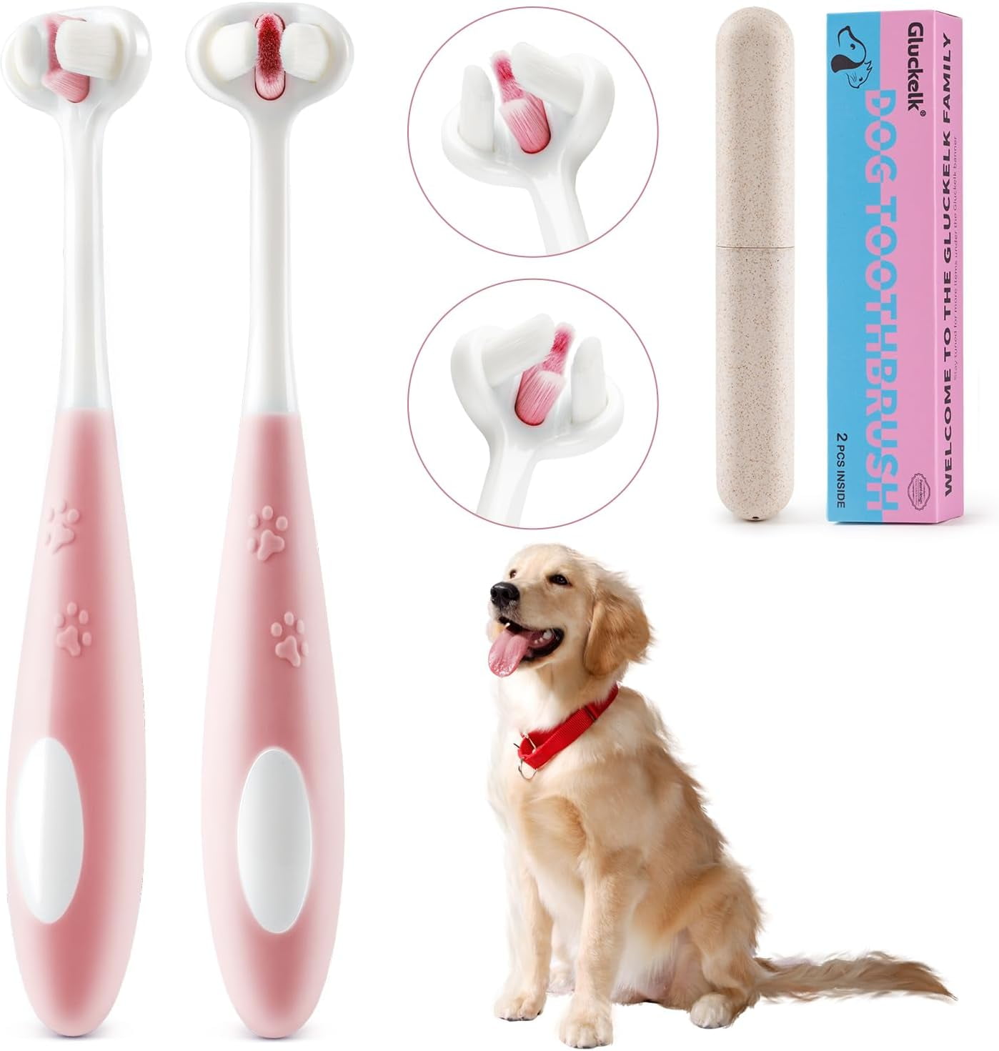 2 Pcs 3-Sided Dog Toothbrush, Puppy Toothbrushes, Ultra Soft Nano ...
