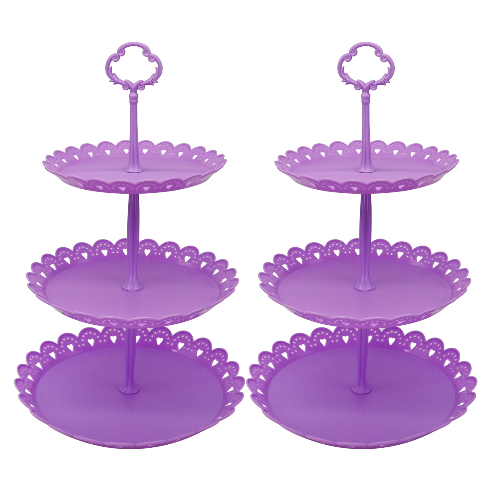 2 Pcs 3-Tier Cupcake Stand Fruit Plate Cakes for Wedding Home Birthday ...