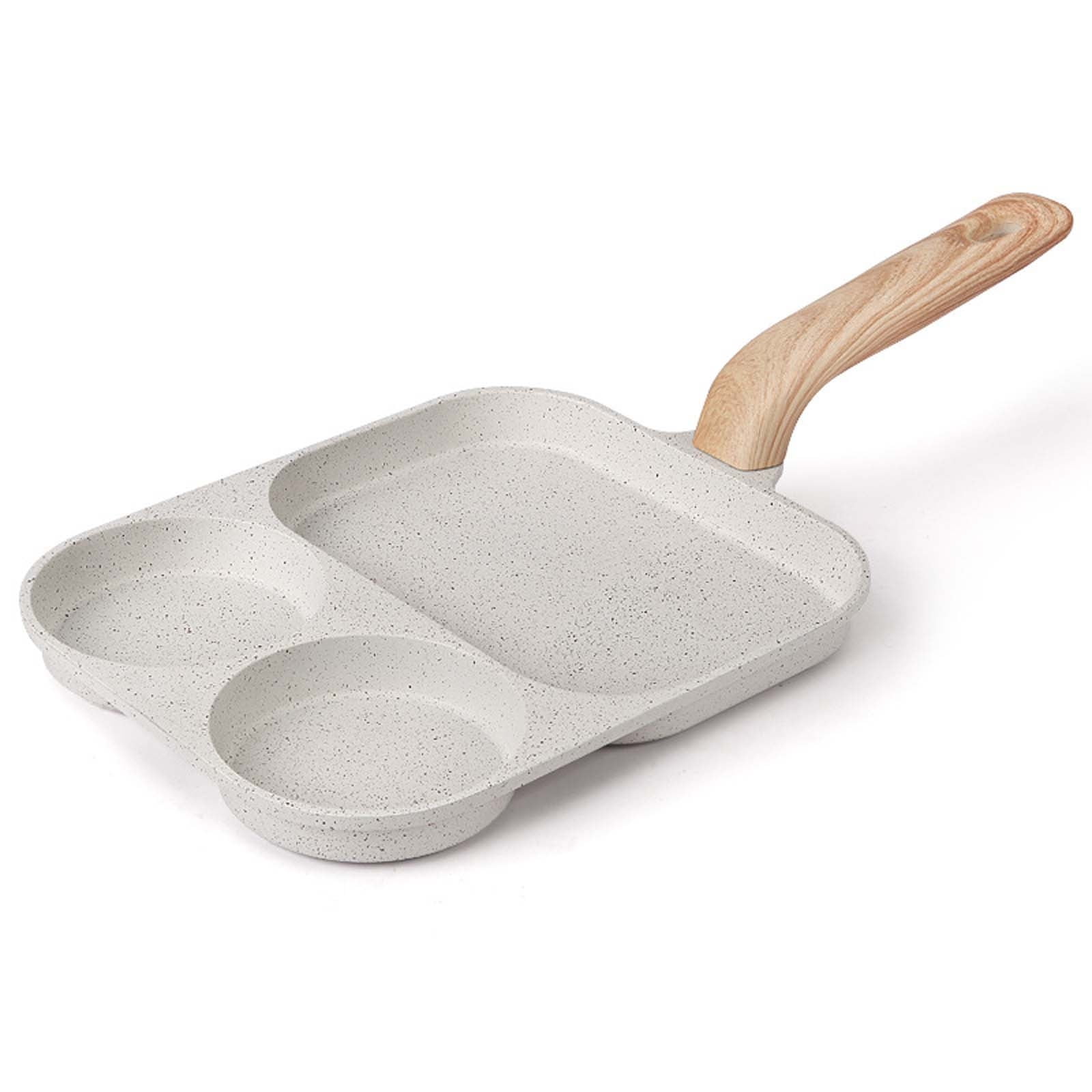 2 Pcs 3-in-1 Nonstick Omelette Pan with Wood Handle - Egg Burger Steak ...