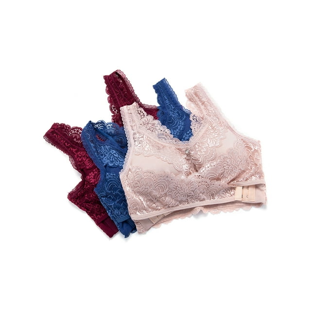 2 Pcs/3 pcs Womens Sexy Lace Padded Bra Sport Crop Top Lingerie Cotton ...