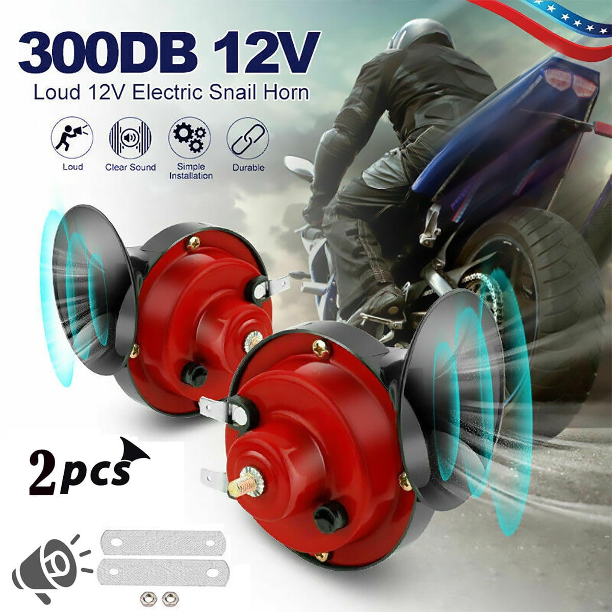 Truck Motorcycle Air Horn 300DB Super Loud Train Snail Horn - 12V Car ...