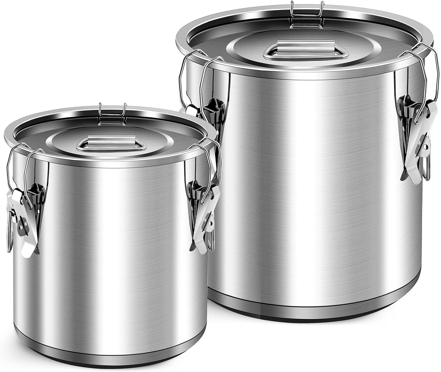 2 Pcs 304 Stainless Steel Airtight Canister with Locking Clamp 21l ...