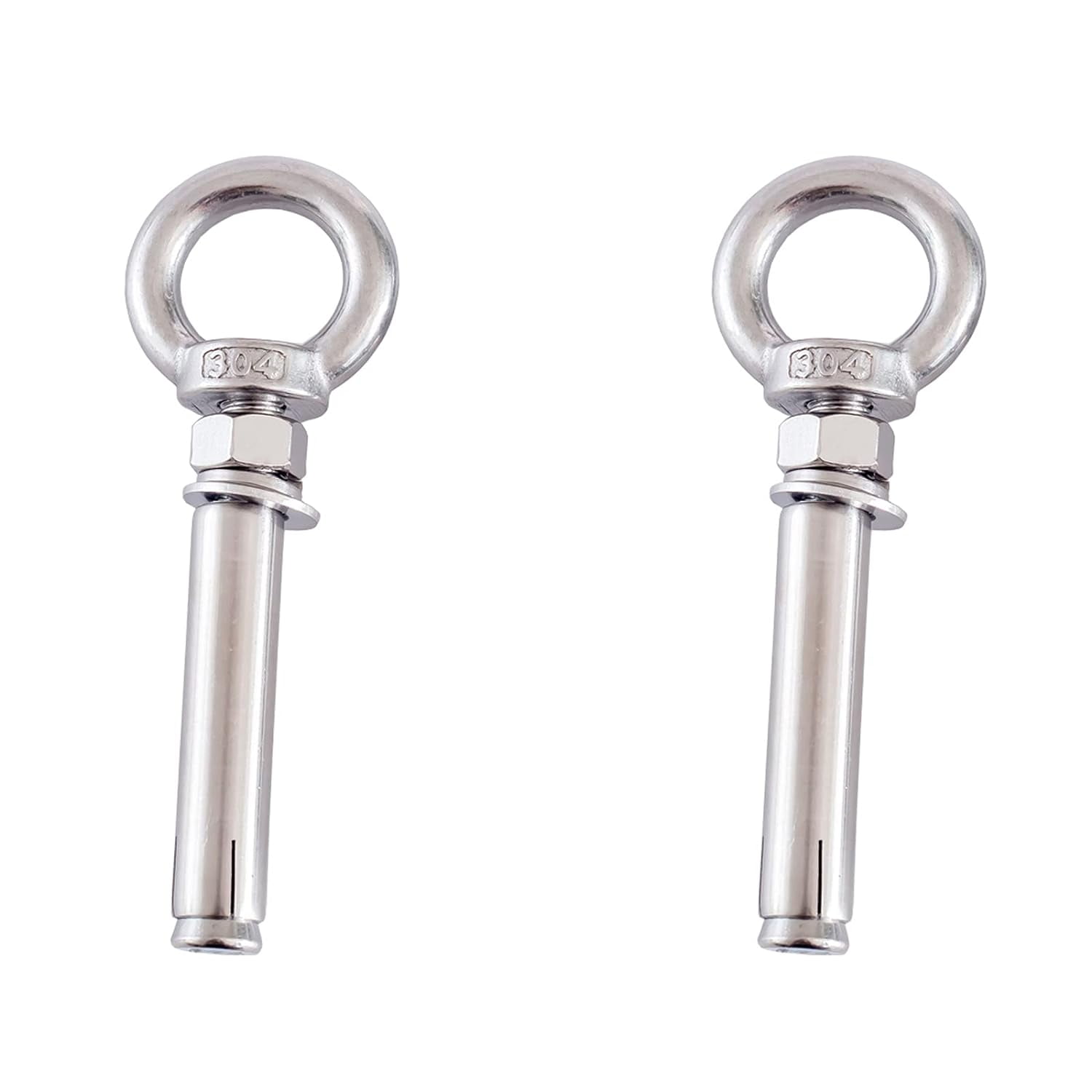 2 Pcs 304 Stainless Steel Expansion Lifting Eye Bolt with Ring Concrete ...