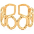 2 Pcs 304 Stainless Steel Open Geometry Wrap Cuff Ring Real 18K Gold ...