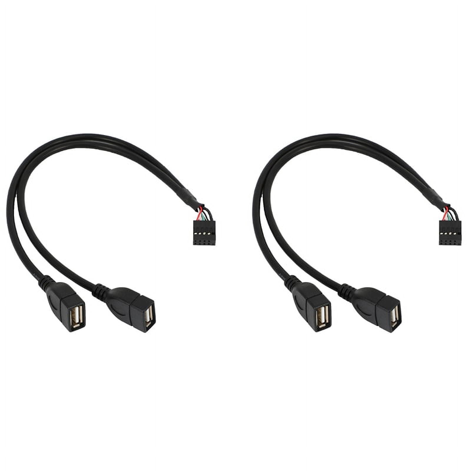 2 Pcs 30CM 10 Pin Motherboard Female Header to 2 Port Dual USB 2.0 Male ...