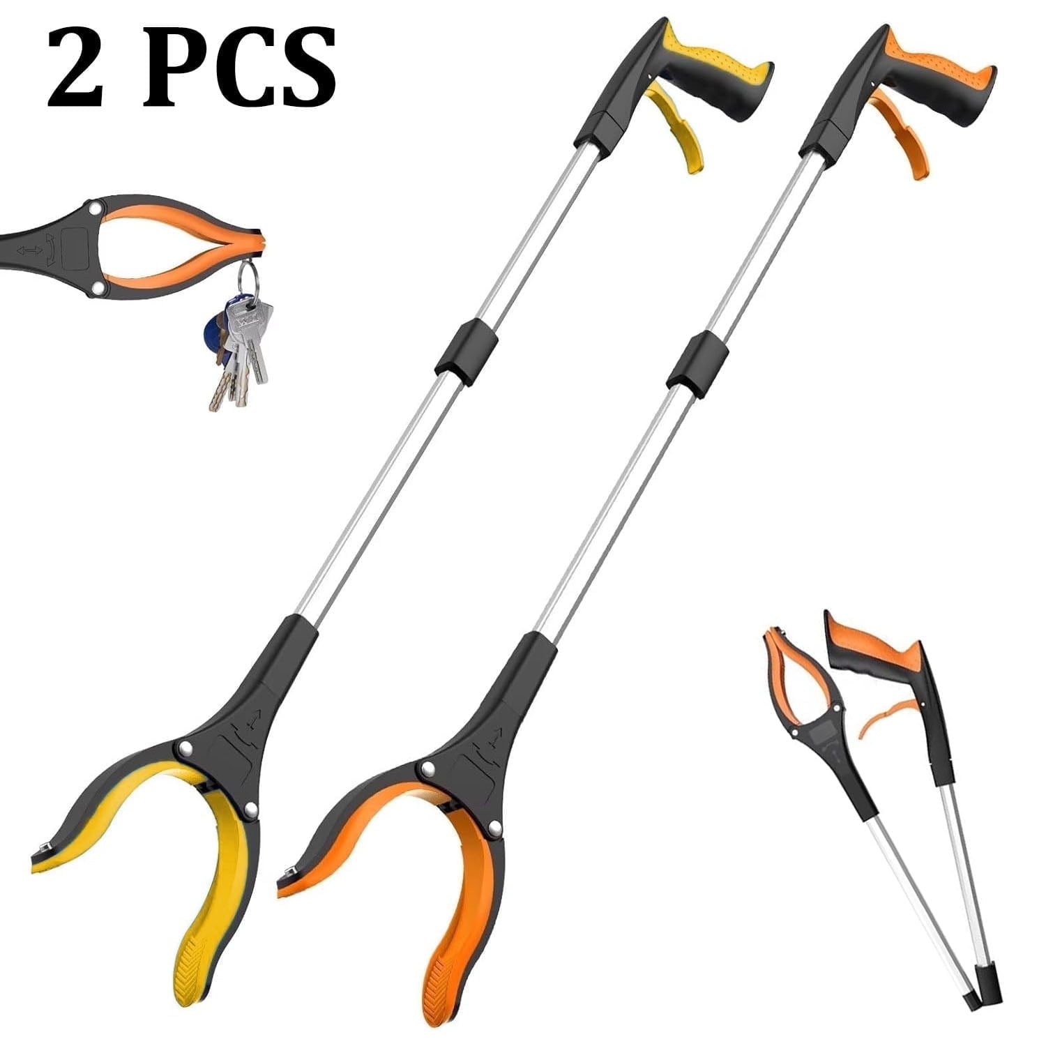 2 Pcs 32" Trash Grabber Reacher Tool, Reach Grabbers for Seniors Heavy ...