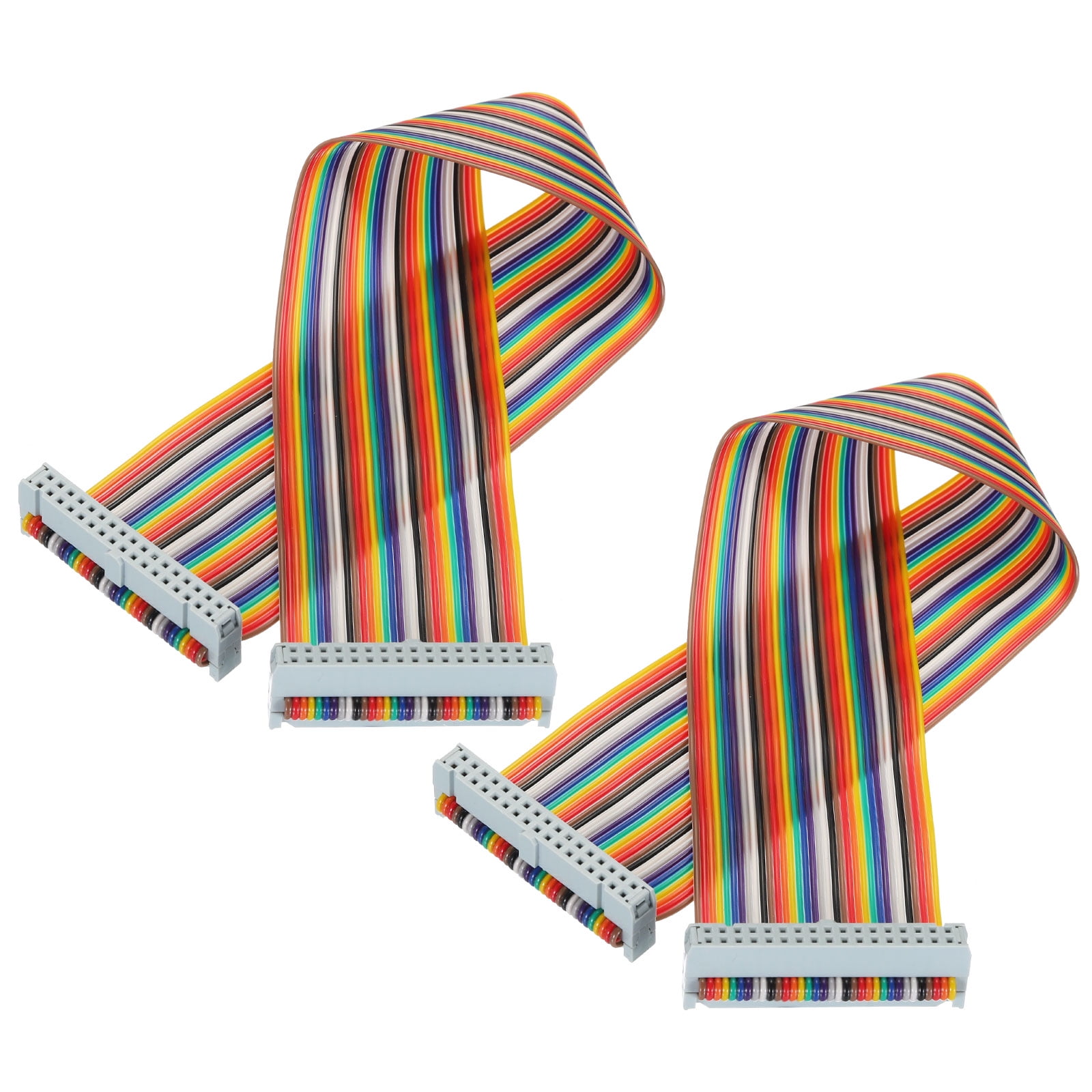 2 Pcs 34 Pin Flat Rainbow Ribbon Cable FC/FC Female Connector 1FT 2 ...