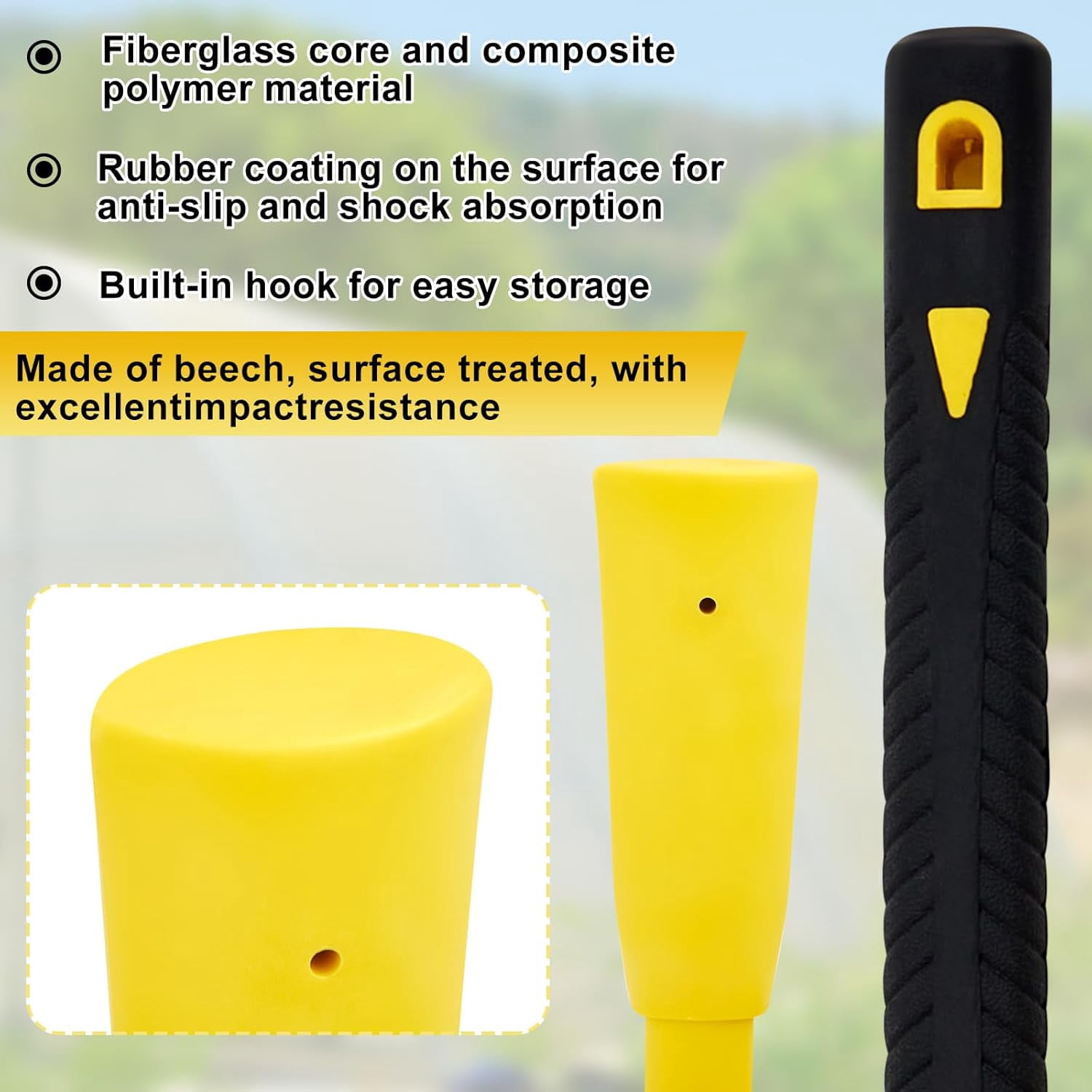2 Pcs 36" Pickaxe Handle Replacement with Soft Grip, Heavy Duty ...