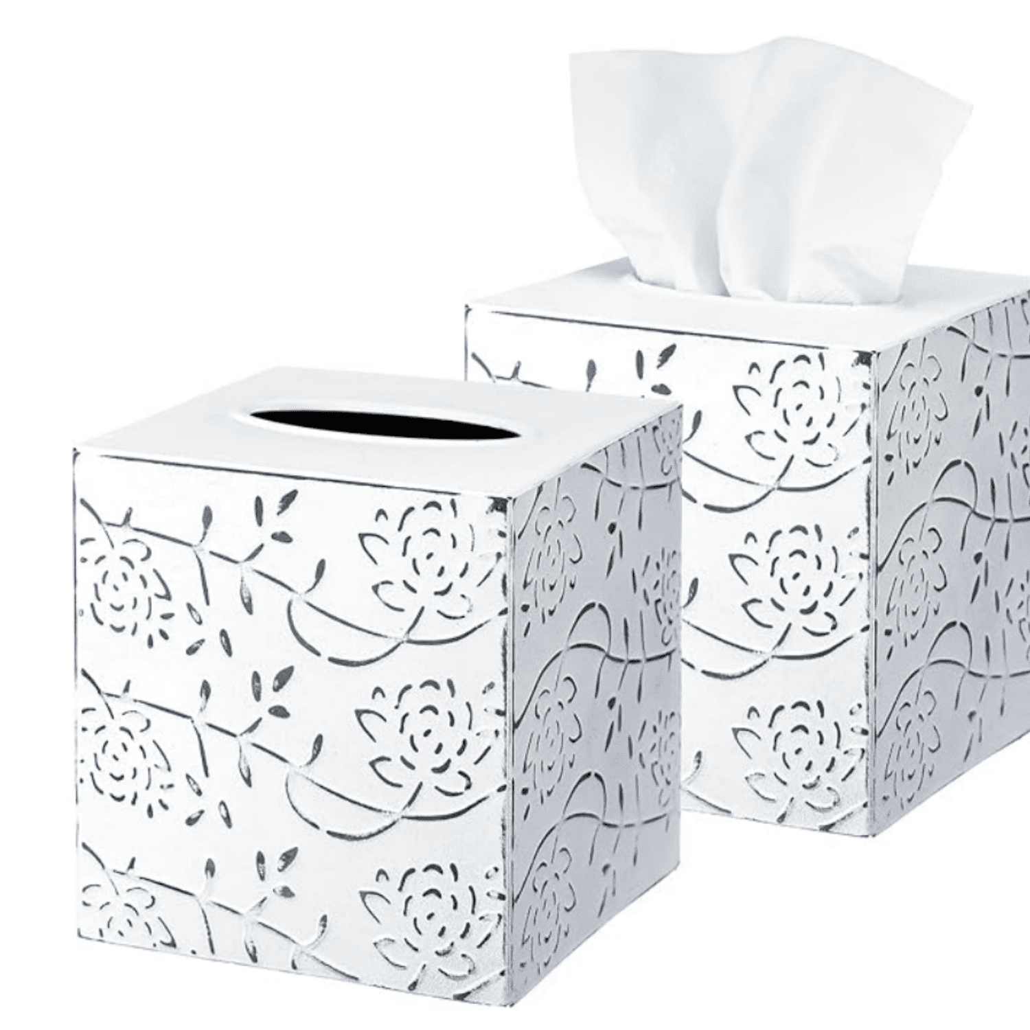 2 Pcs 3D Metal Modern Farmhouse Tissue Box Cover Rustic Tissue Holder ...