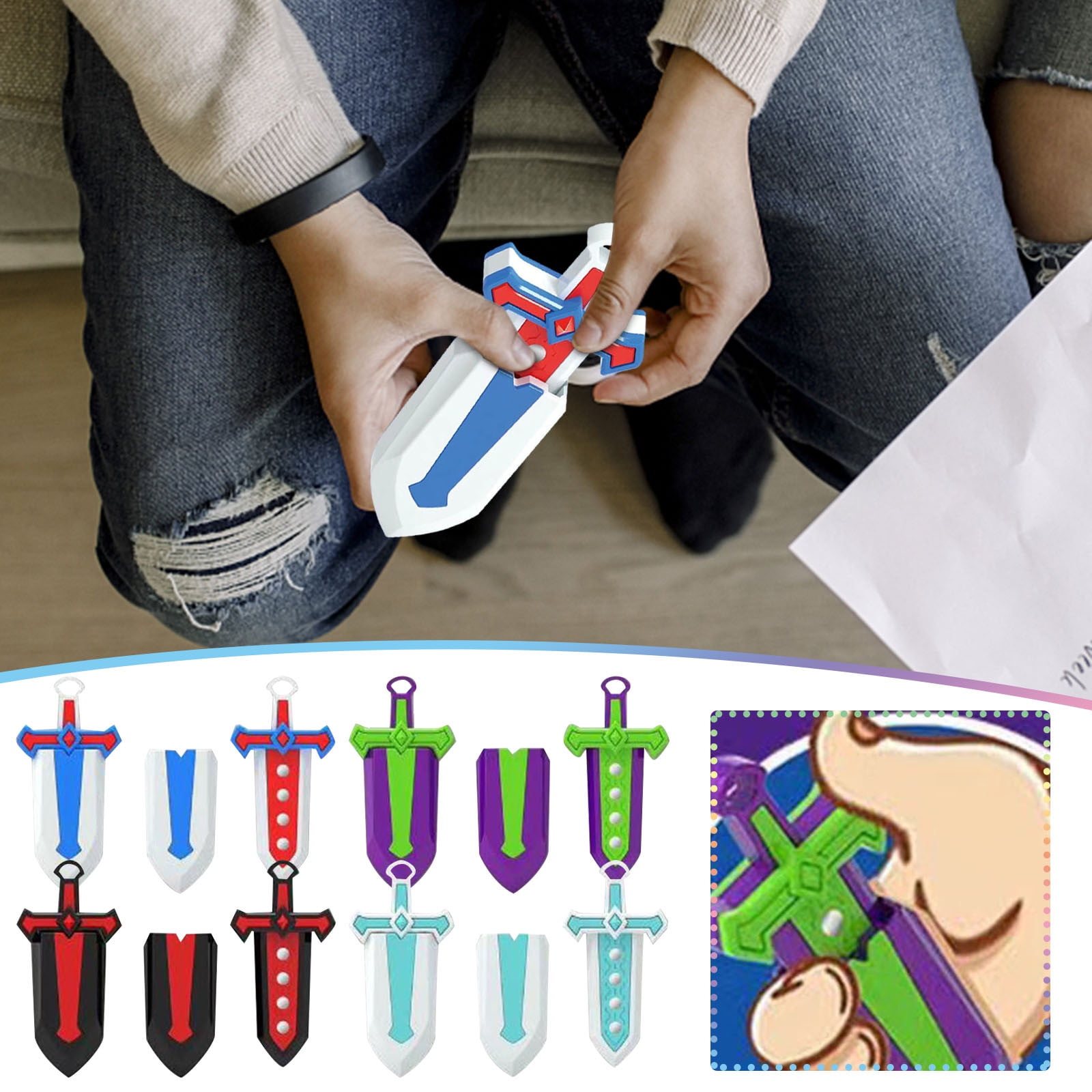 2 Pcs 3D Printing Magnetic Ejectable Fidget Sword Toy, Fidget Knife Toy ...