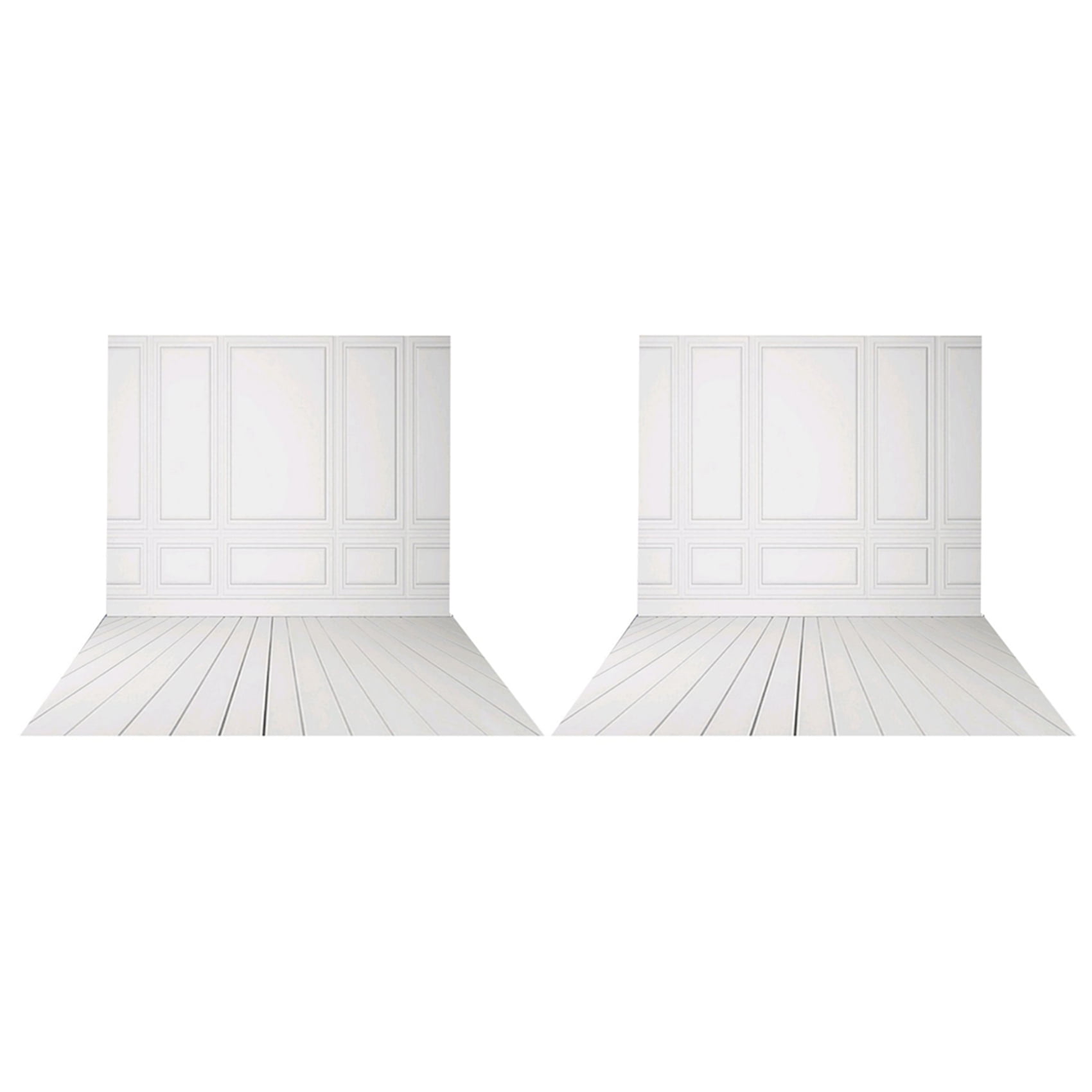2 Pcs 3X5Ft Vinyl Photography Backdrops White Brick Wall Wood Floor ...