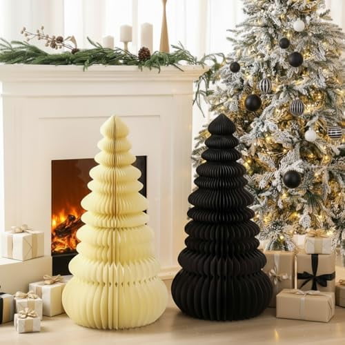 2 Pcs 3ft Large Honeycomb Christmas Tree Paper Christmas Decorations 3D ...