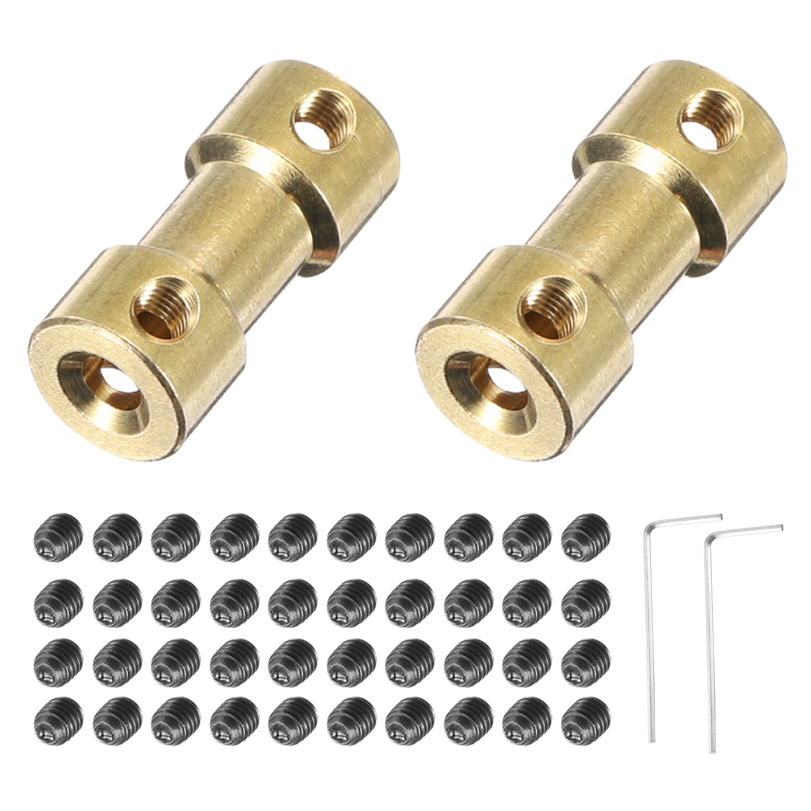2 Pcs 3mm to 4mm Brass Shaft Coupling Joint Connector with Screws and ...
