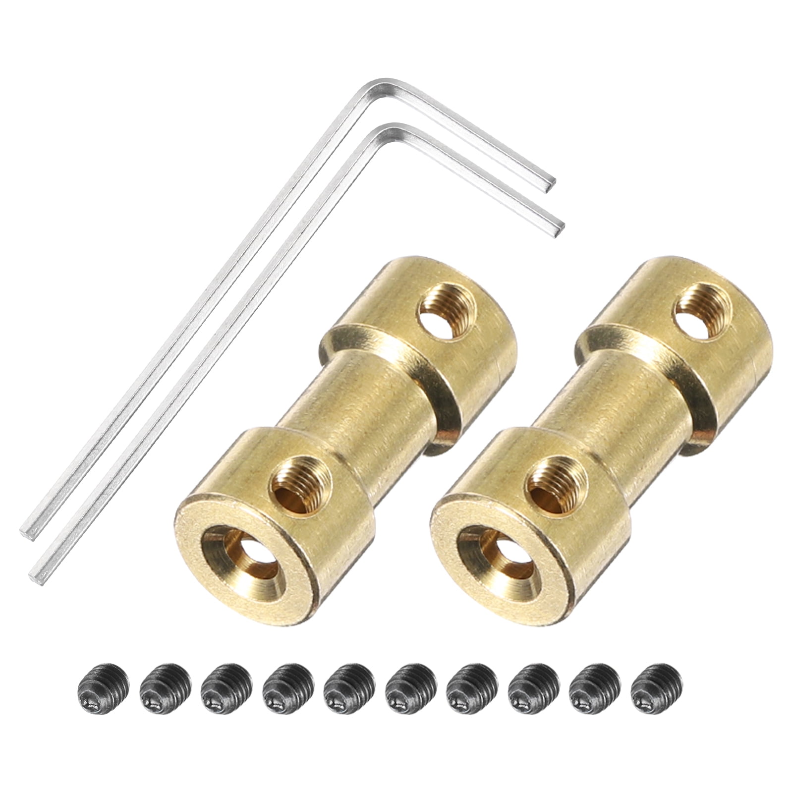 2 Pcs 3mm to 4mm Brass Shaft Coupling Joint Connector with Screws and ...