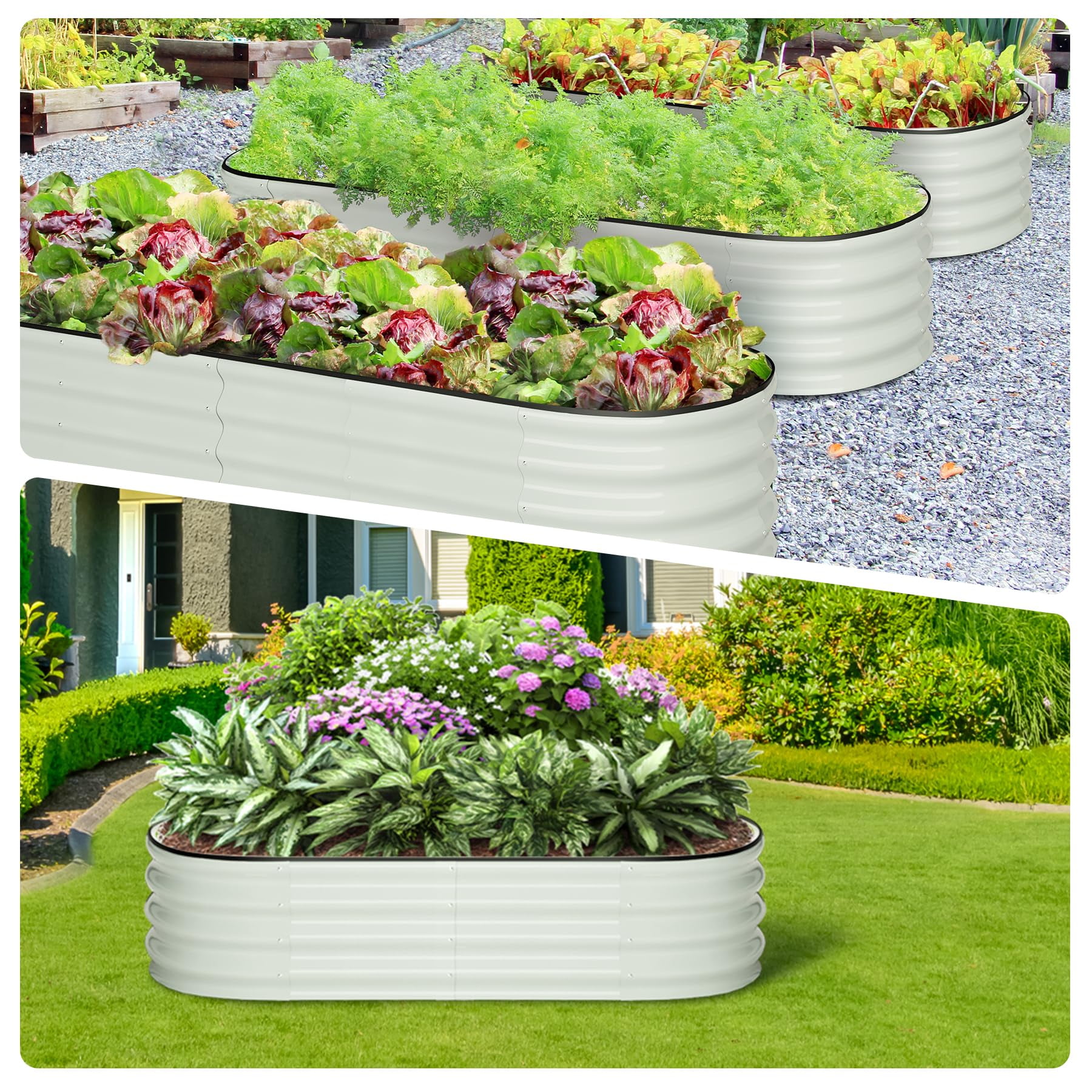 2 Pcs 4.5x2x1ft Outdoor Galvanized Raised Garden Bed, Planters for ...