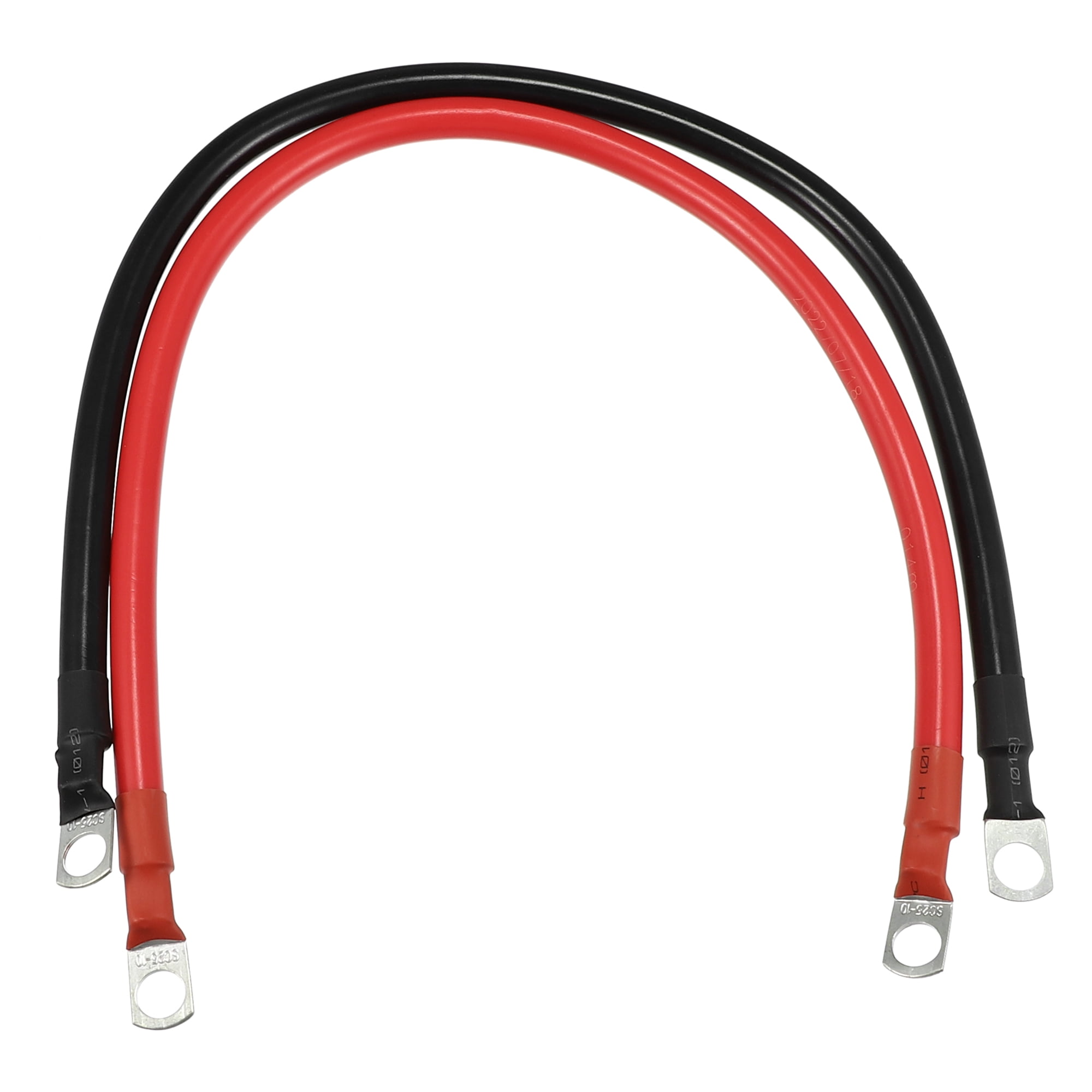 2 Pcs 4 AWG Gauge 10mm Ring Terminal 50cm Fully Assembled Battery ...