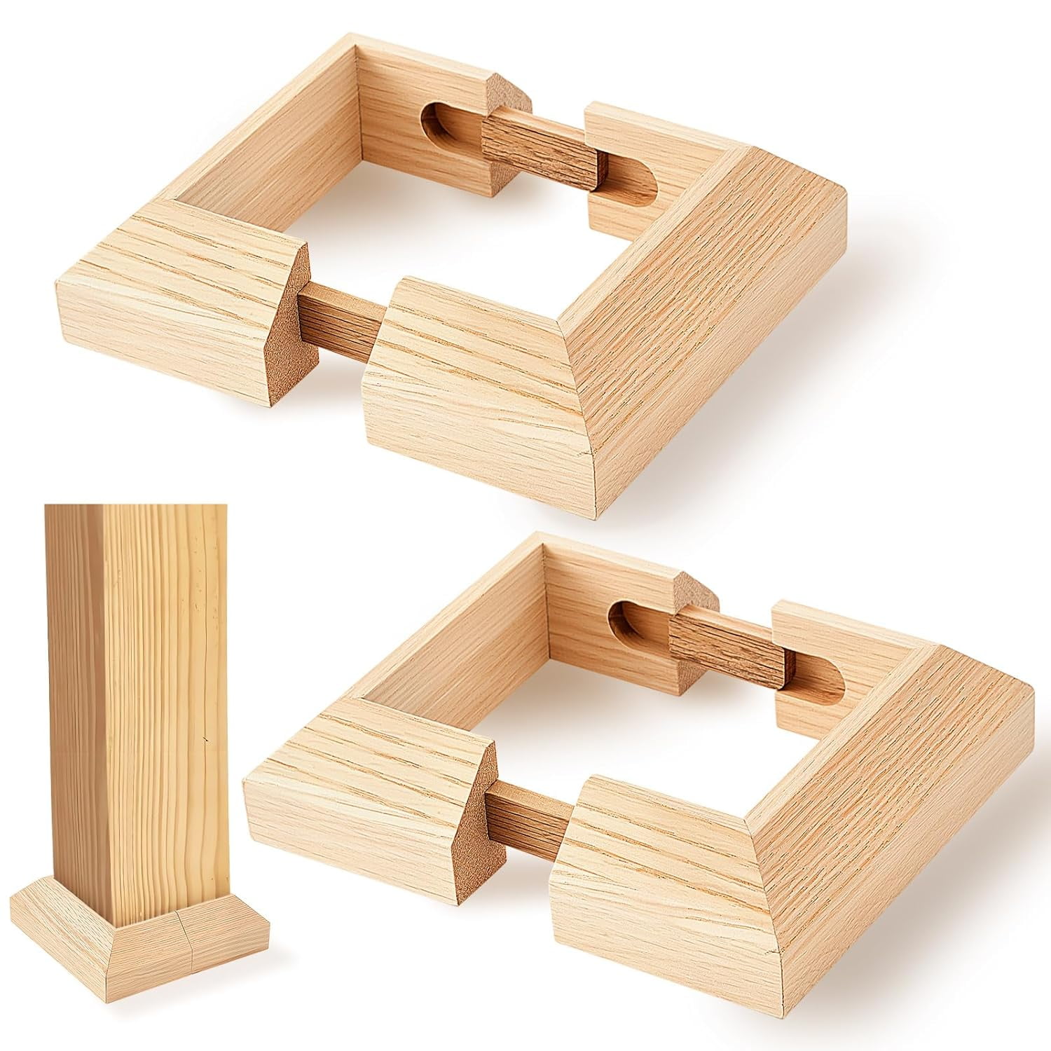 2 Pcs 4" Actual 3.5" x Deck Post Base Cover Wood Split Skirts for Balcony Decks Railing Mailbox ...