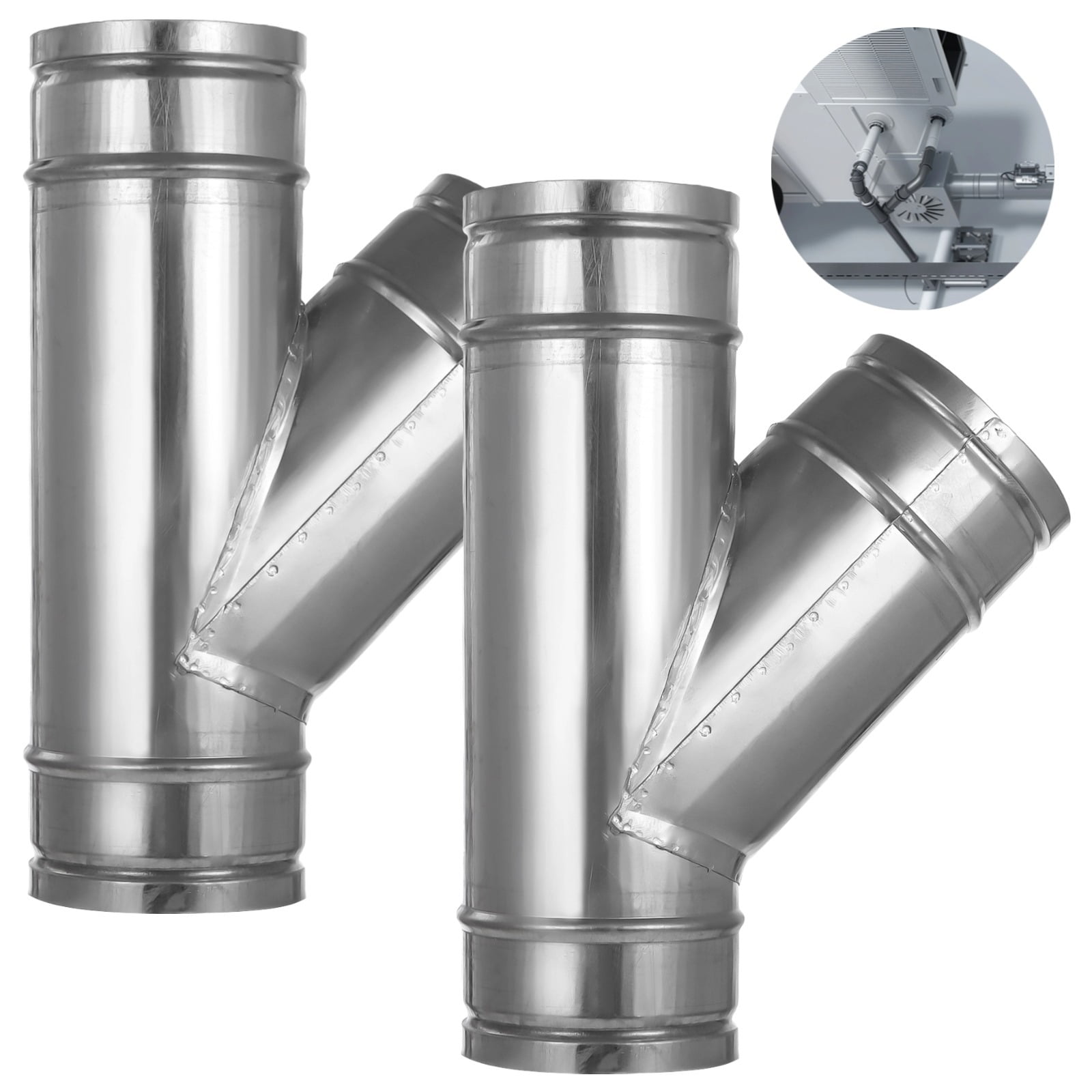 2 Pcs 4" Duct Splitters, Y-Shaped Duct Hose Connectors to 45° Branch, 3 ...