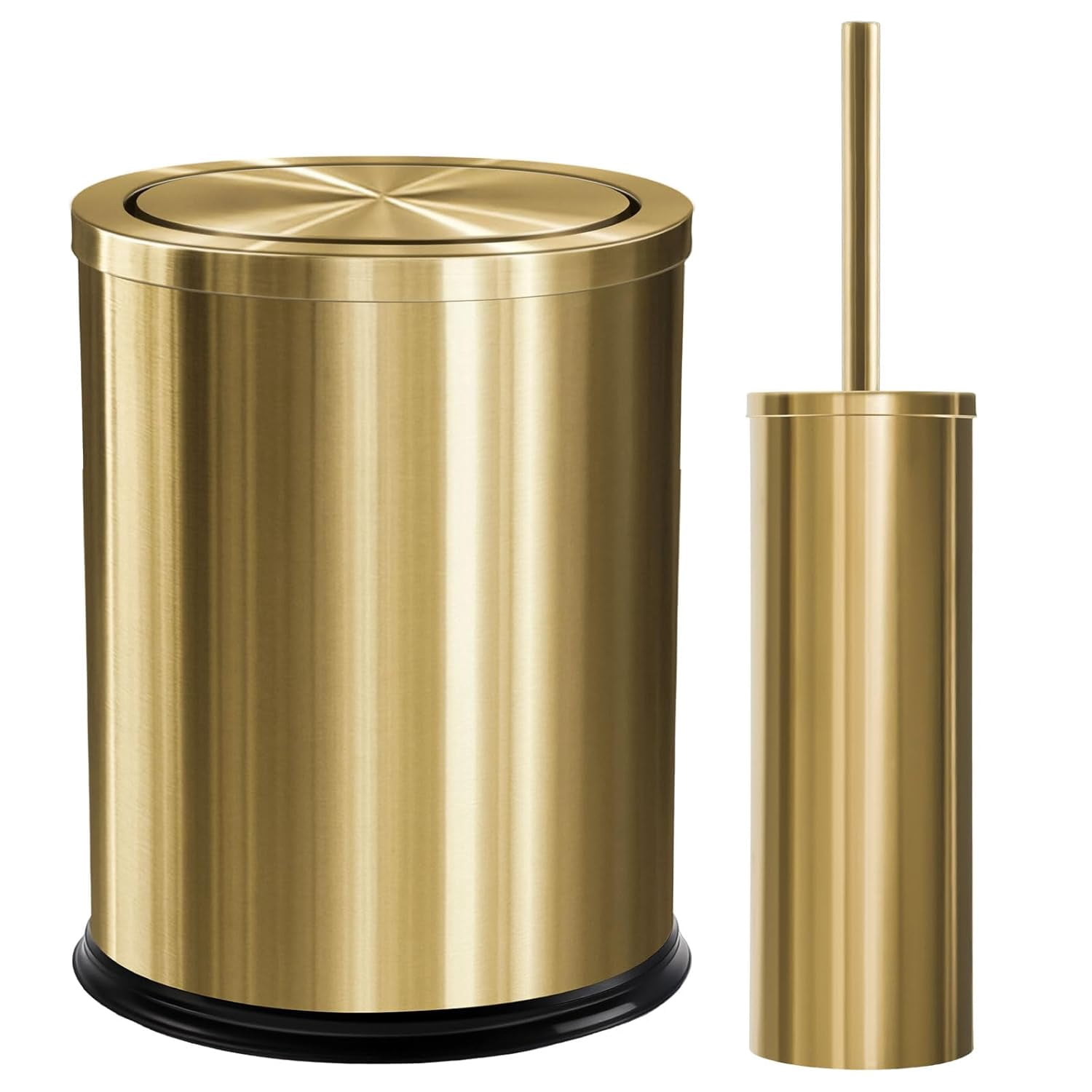 2 Pcs 4 Gallon/15 L Gold Bathroom Trash Can with Flip Lid and Toilet ...