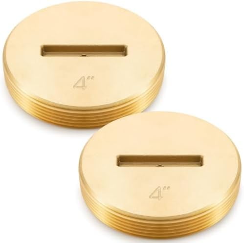 2 Pcs 4 Inch Slotted Brass Cleanout Plug Sewer Cleanout Plug Wrench ...