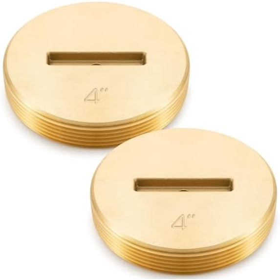 2 Pcs 4 Inch Slotted Brass Cleanout Plug Sewer Cleanout Plug Wrench ...